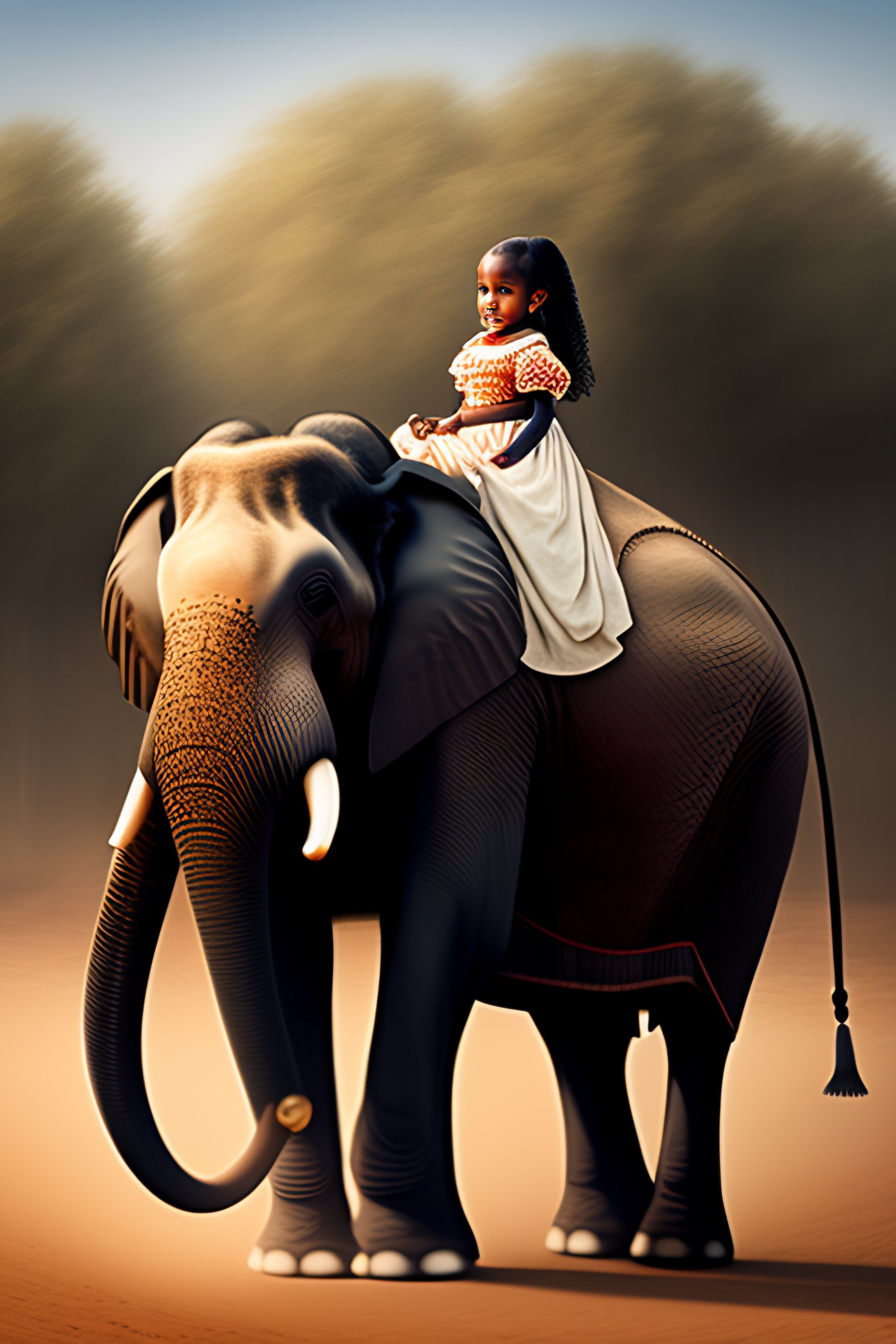 Lexica - Young priestess riding an elephant