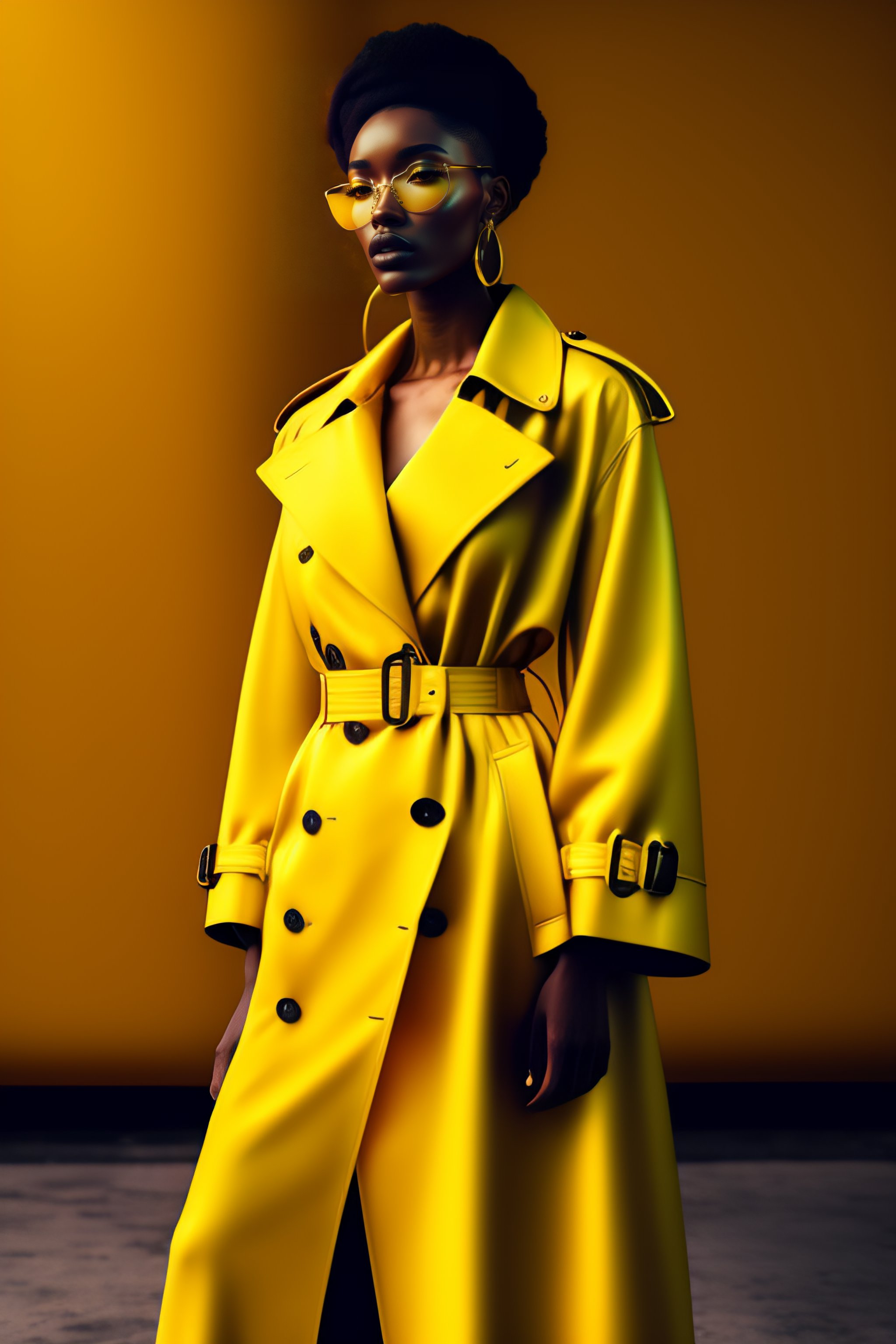 Lexica - Trench coat oversized, metallic yellow lemon shades, fashion ...