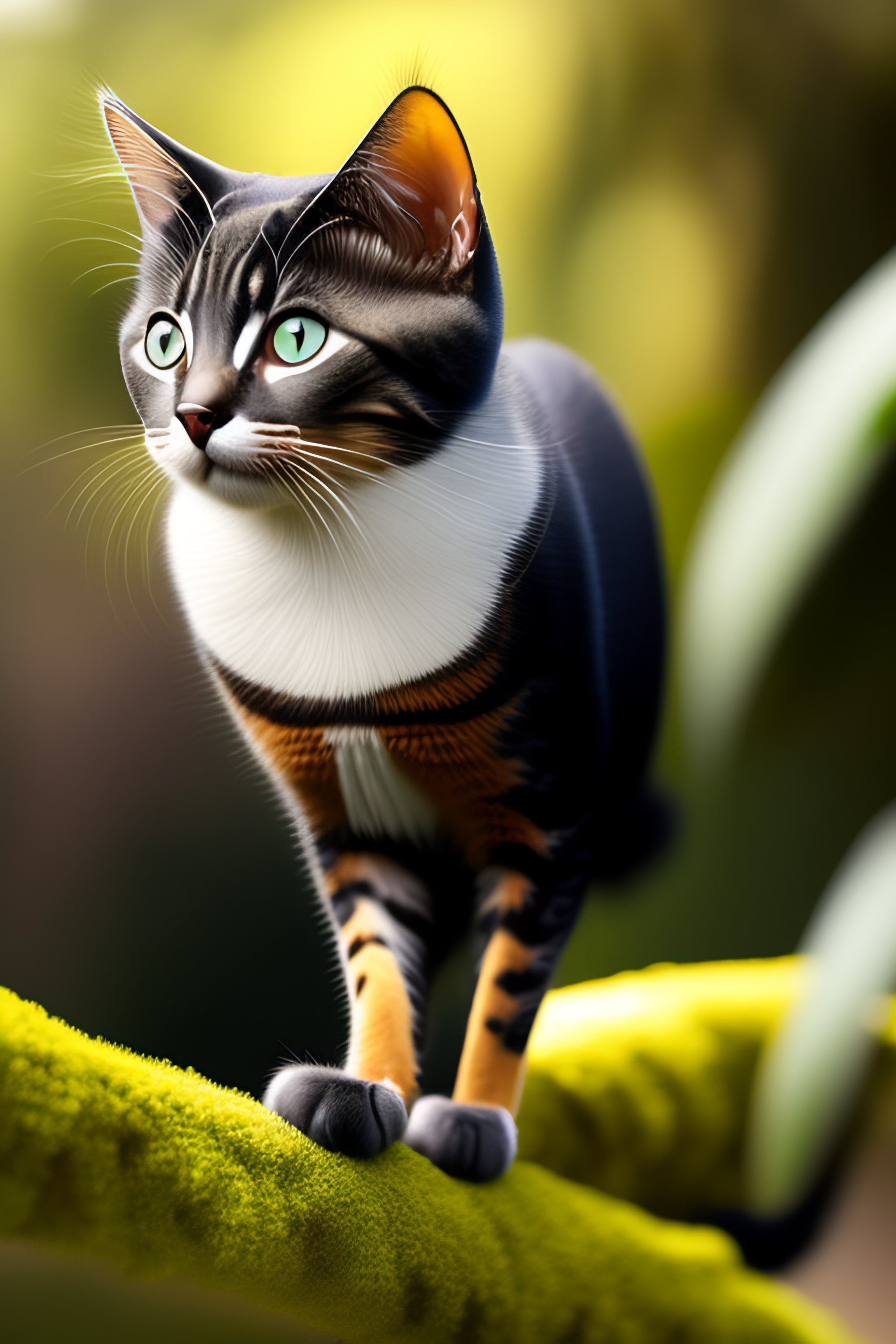 Lexica - Cat bird hybrid, cute, with very strong and muscular legs