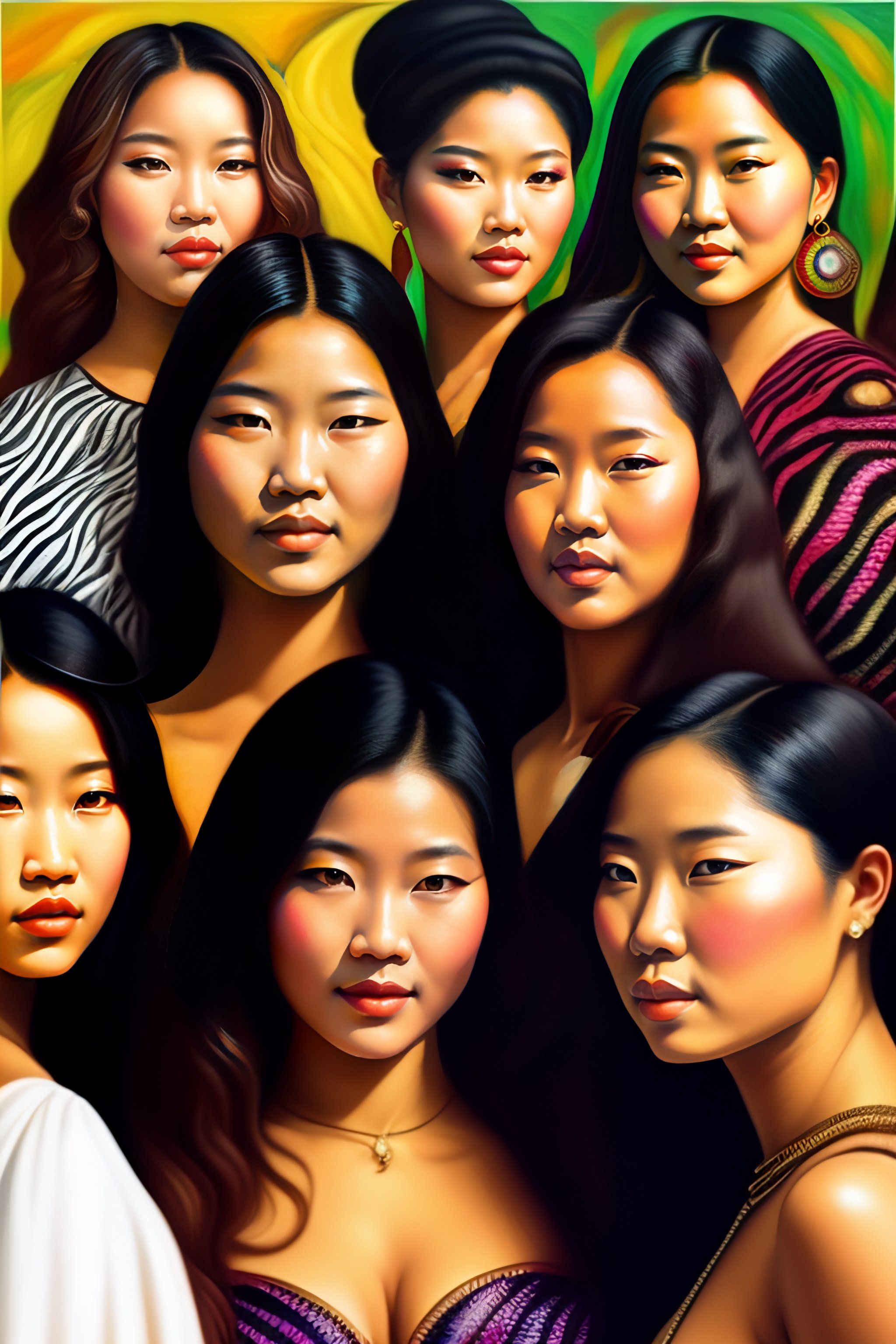 Lexica - Art hiper realists portraits of 9 females, with different body ...