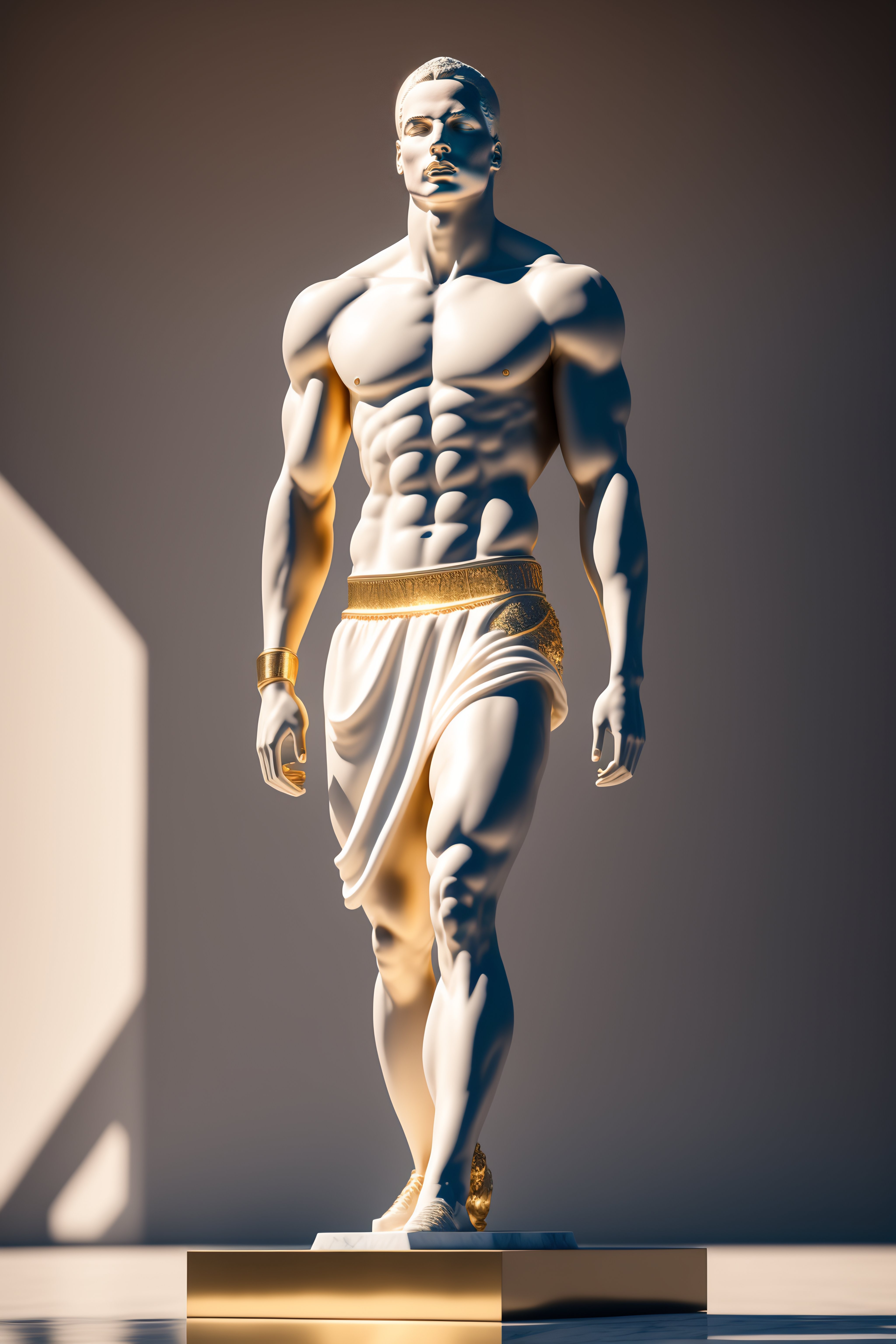 Lexica - A statue made of white marble with gold veins, of steph curry ...