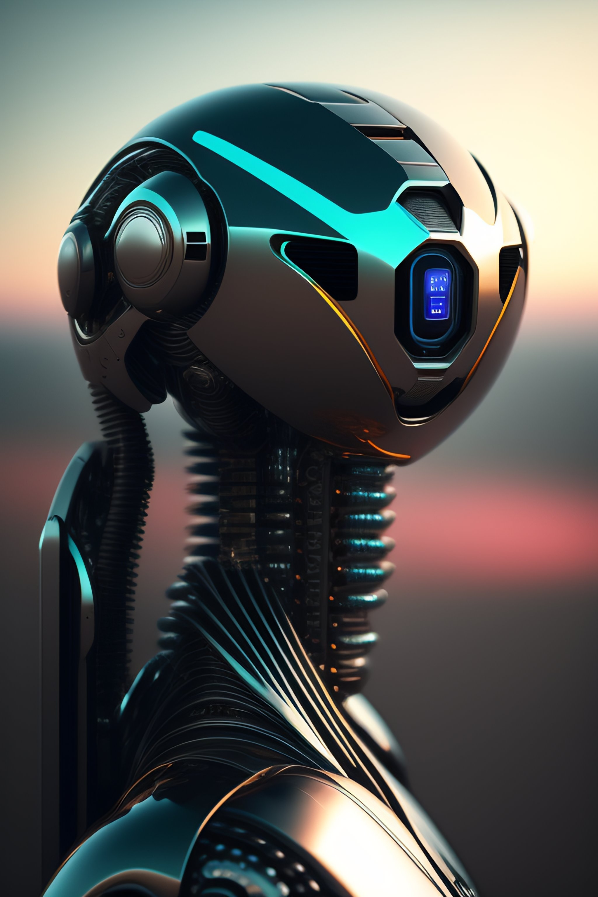 Lexica - Futuristic robot looking down on humans