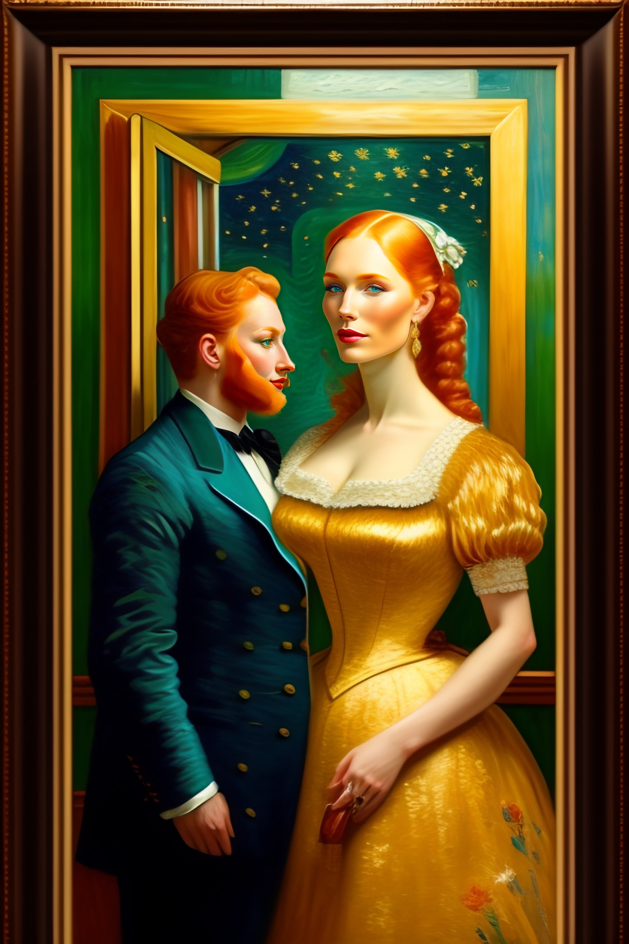 Lexica - Van Gogh portrait of a ginger tabby cat wearing a beautiful ...