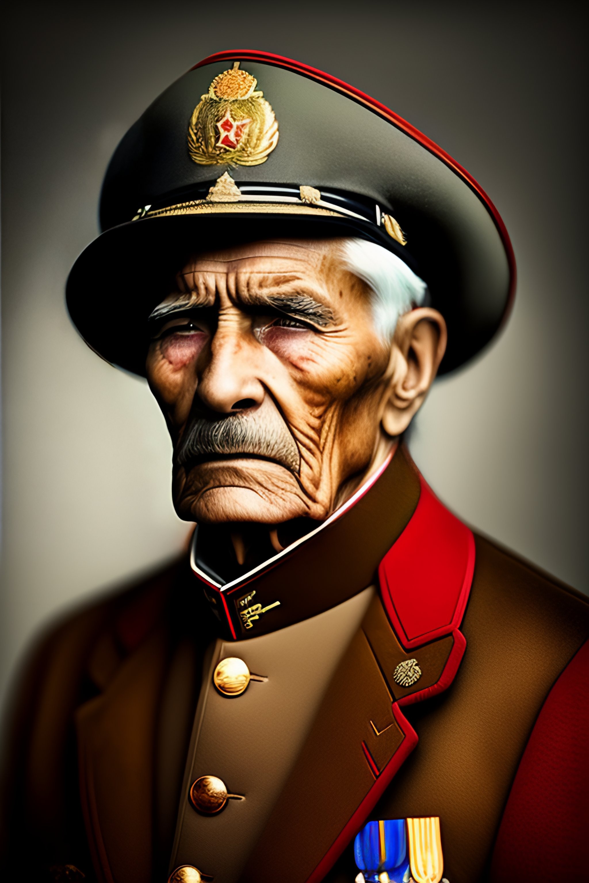 Lexica - Portrait of very old depressed Russian military veteran