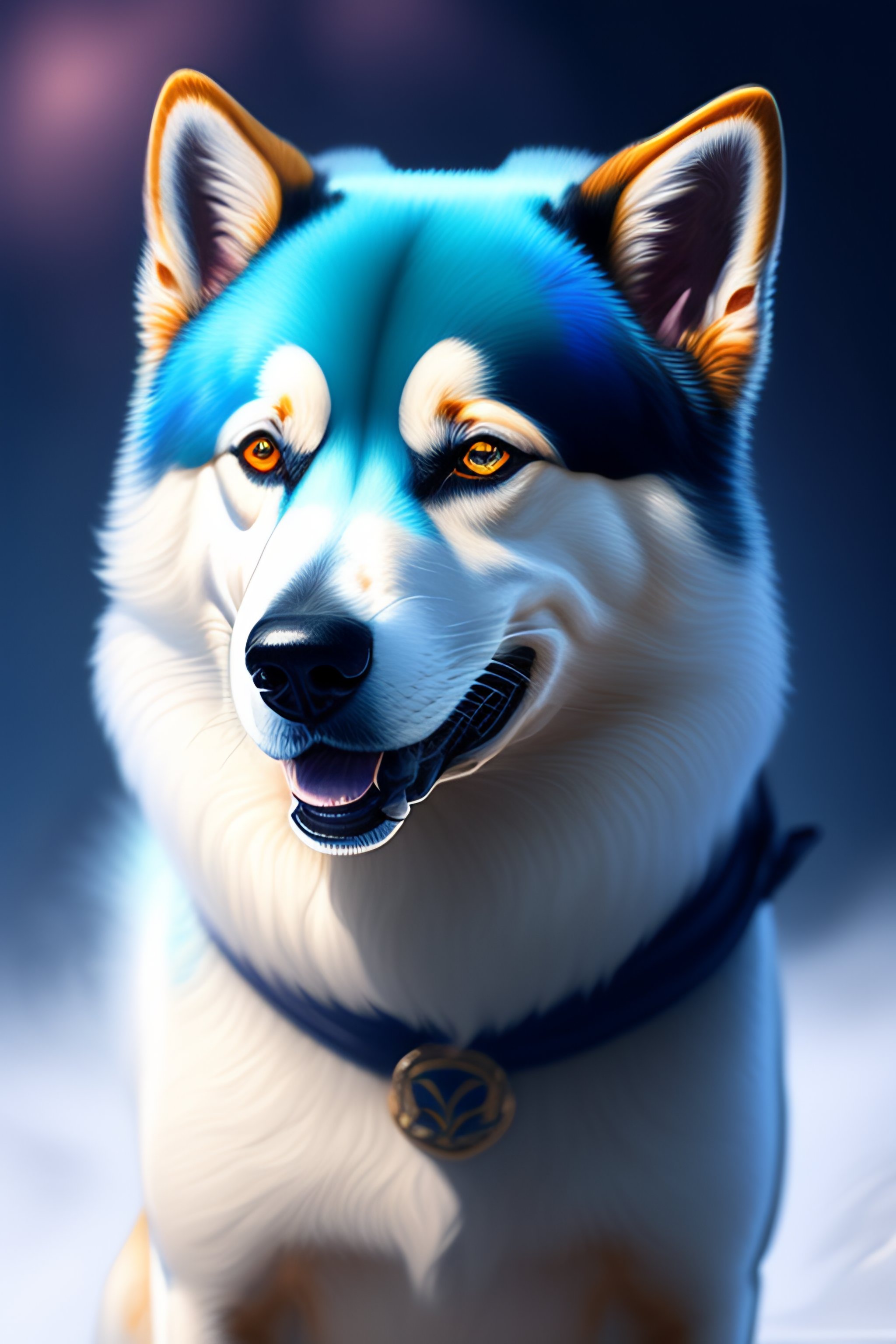 Lexica - Super rich happy Okami dog. luxury, blue crystals, greg rutkowski