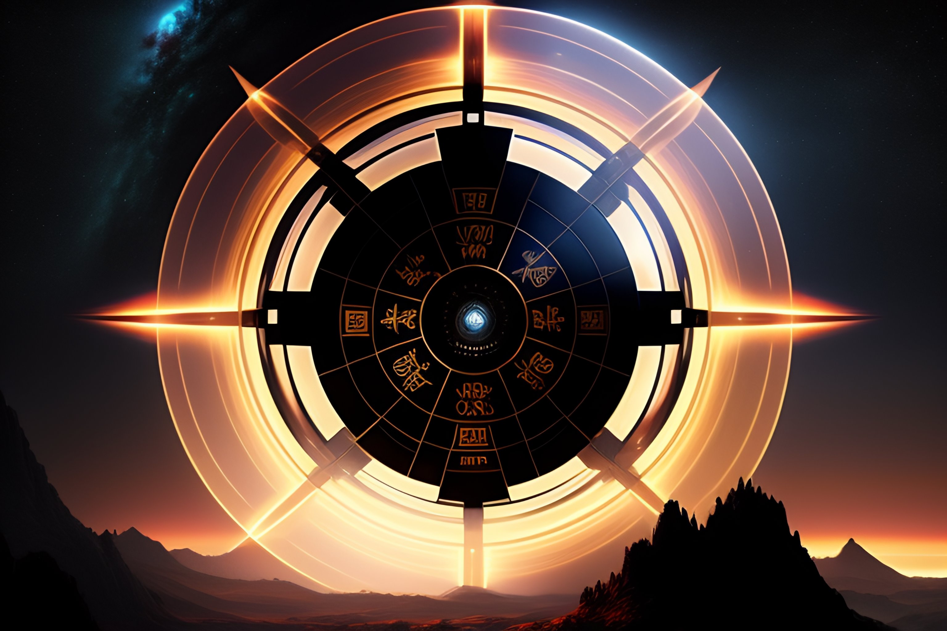 Lexica - Wheel of time, giant cog suspended in the air ::1 vast black ...