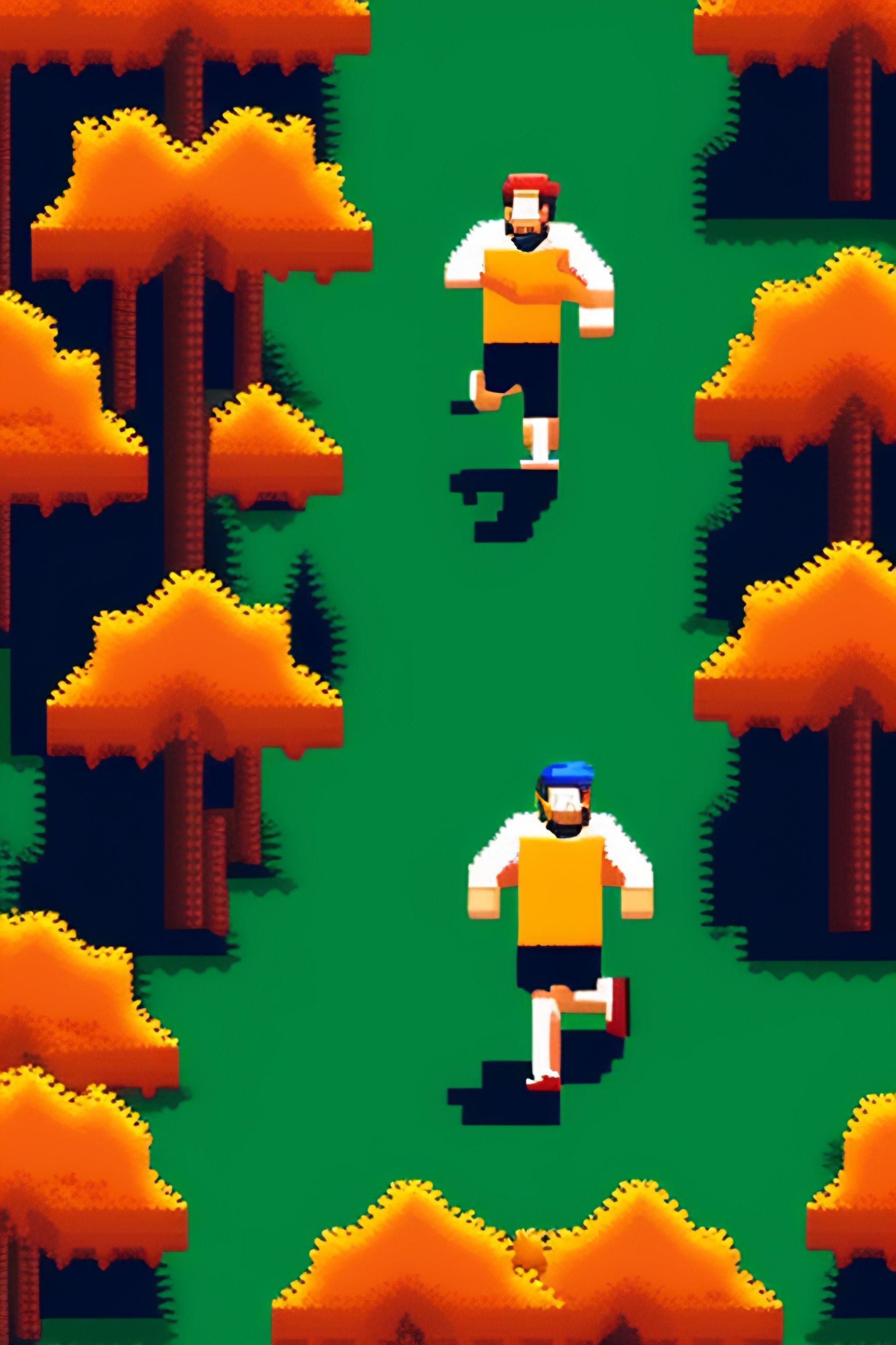 Lexica - Man running in the jungle pixel art gif