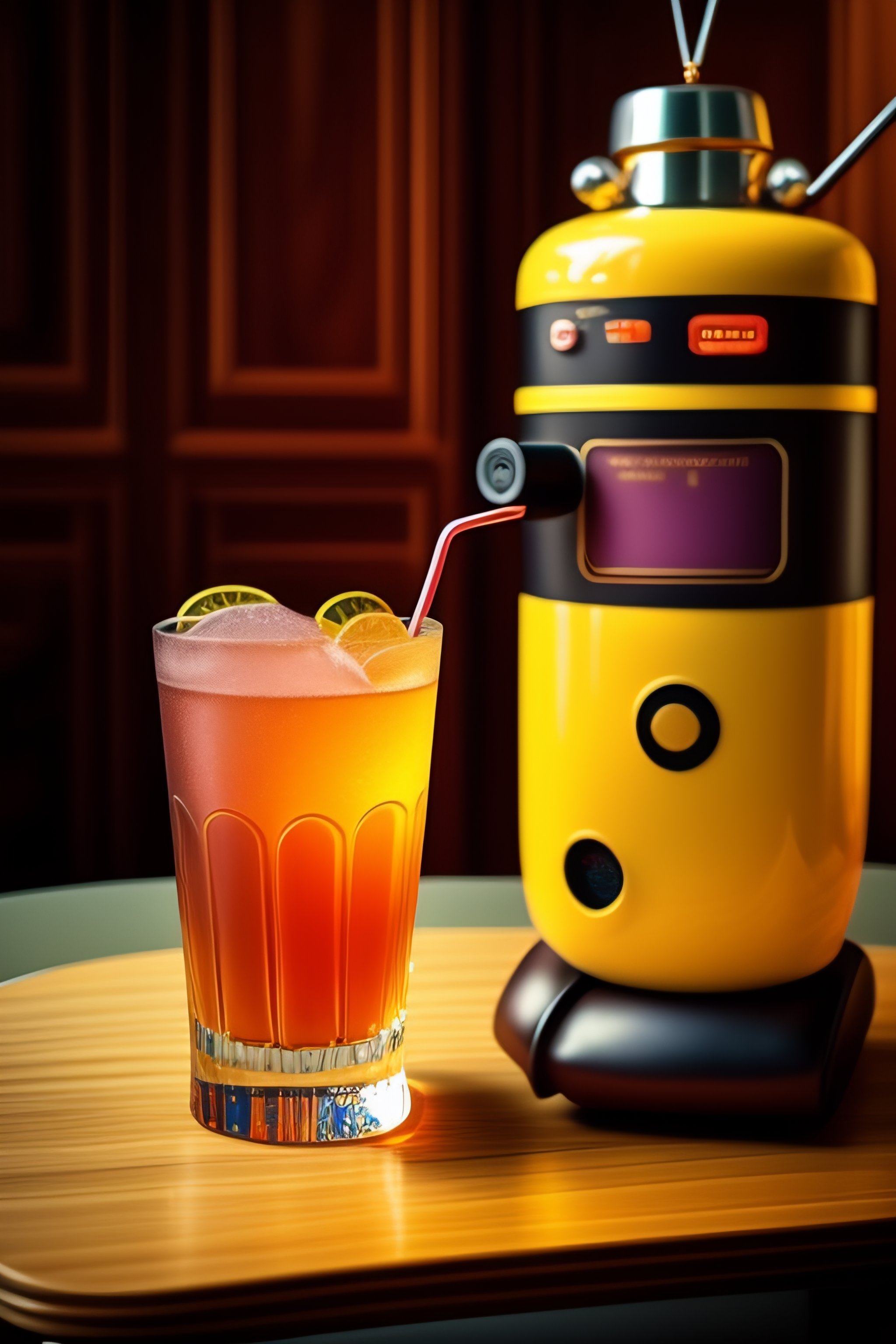 Lexica - Retro 60s, hanna barbera, real humanoide drinking cocktail , robot