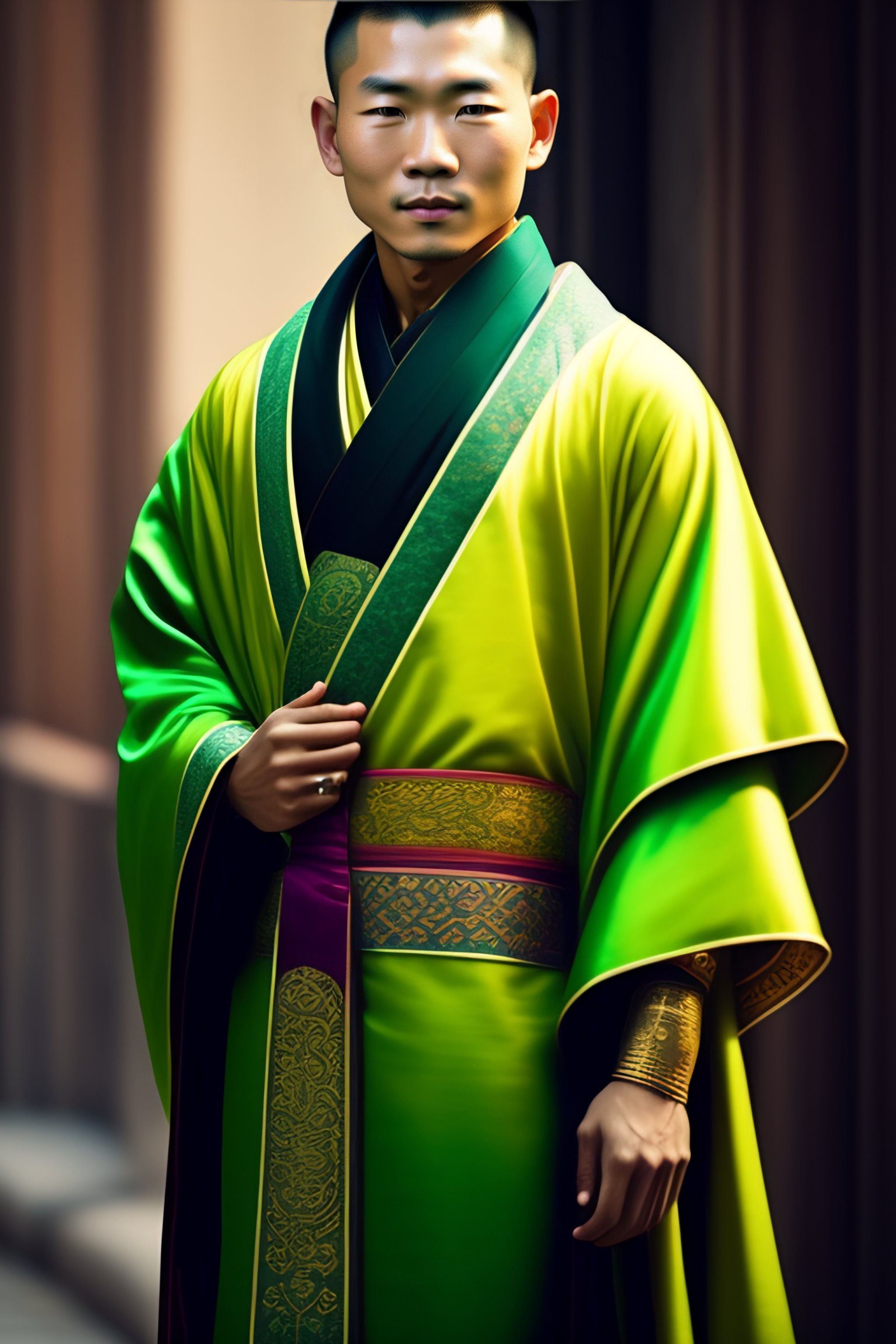 Lexica - Young asian monk with green kimono