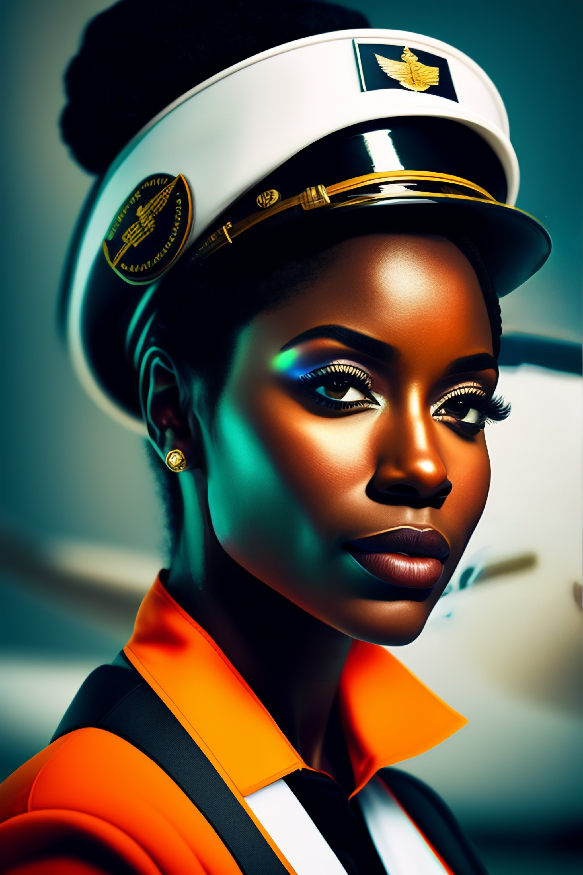 Lexica - Portrait of a beautiful young black airline pilot