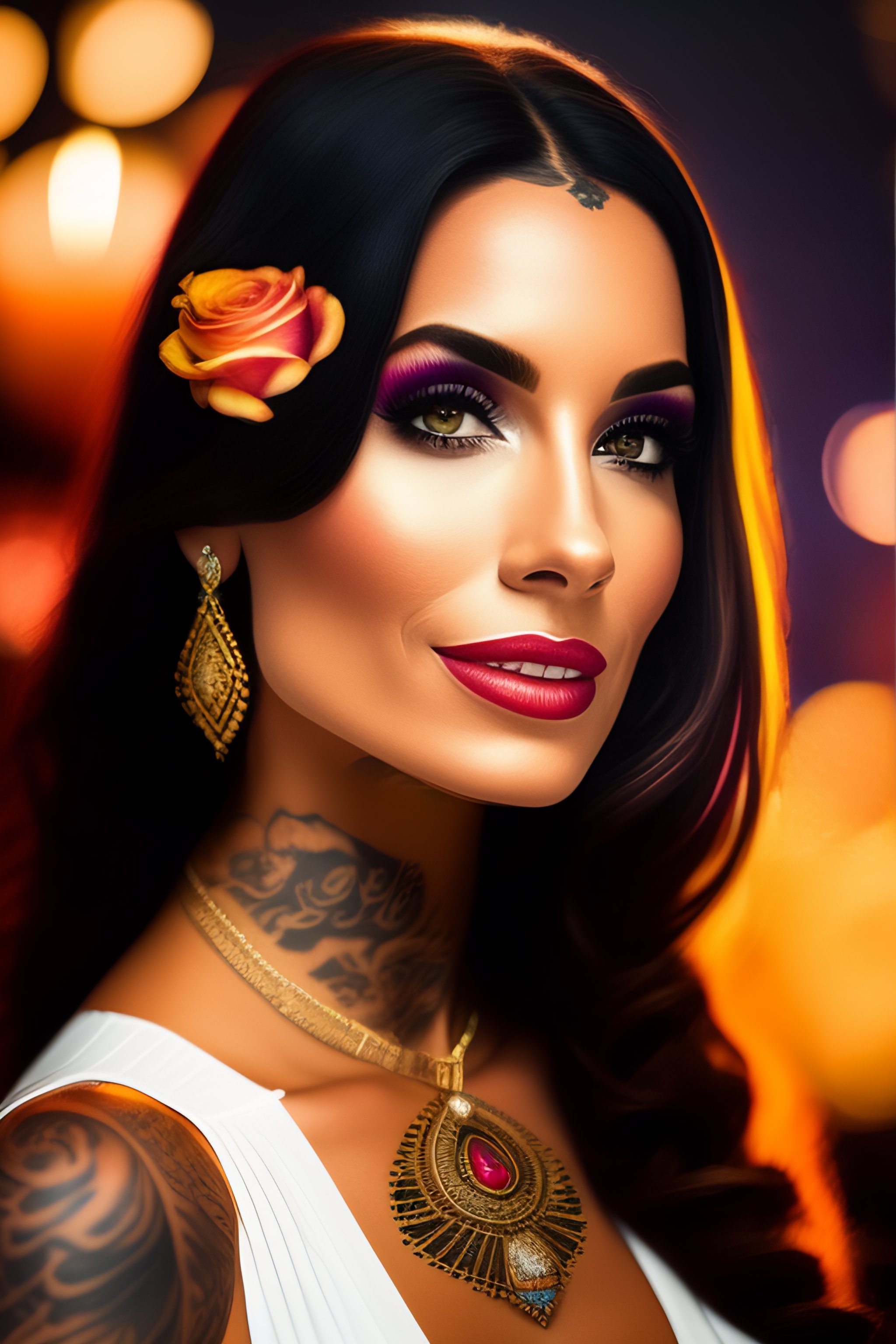 Lexica - Pretty lady Italian with llamas and tattoos streaming