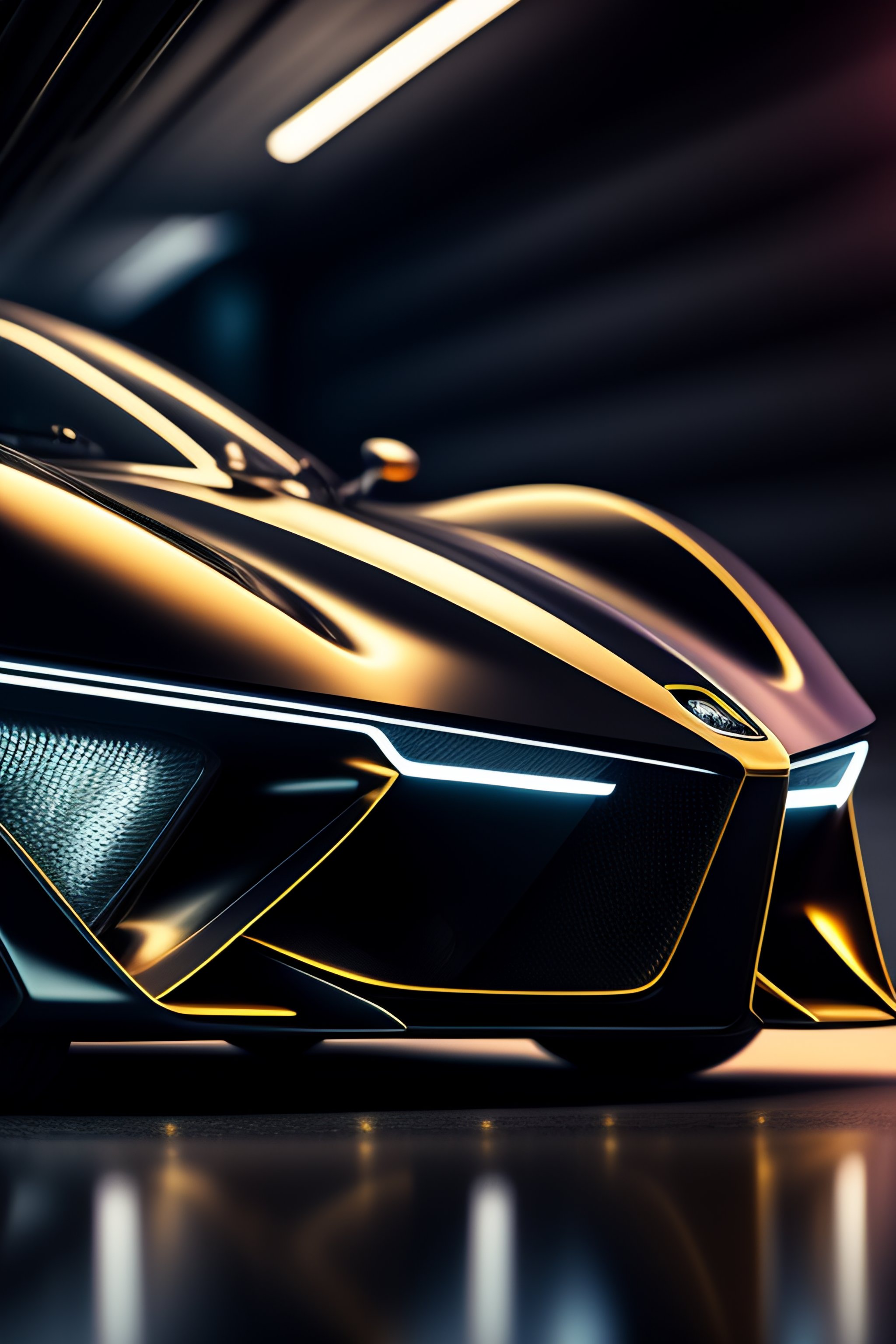 Lexica - Futuristic car, angular, dark metallic, batman like, alien ...