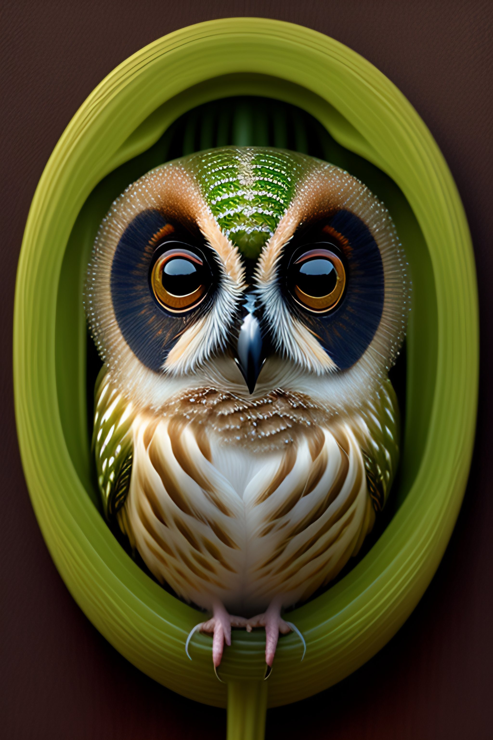 Lexica - Beautiful subsymmetrical elaborate fiddlehead-fern-owl