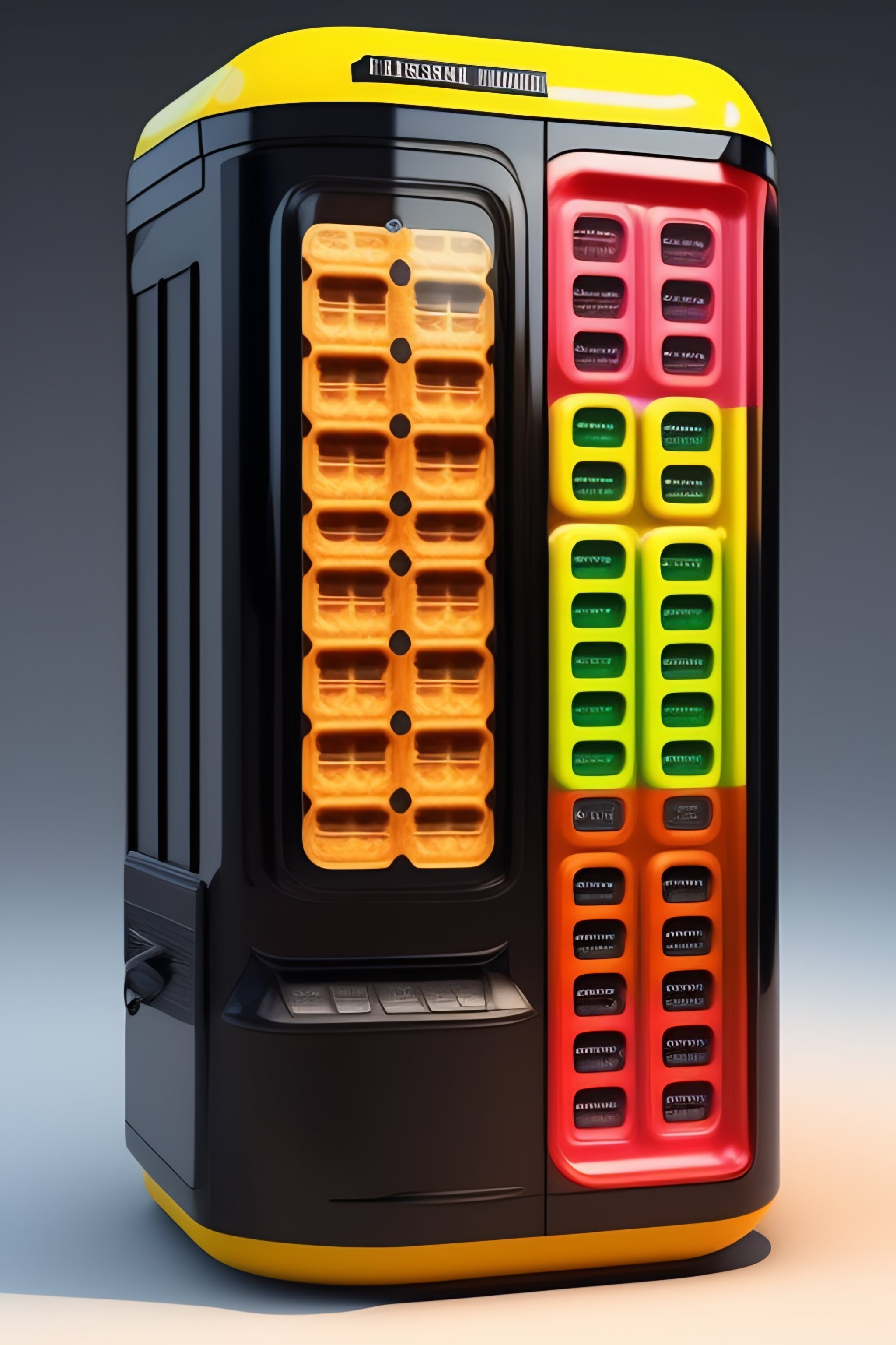 Lexica - A waffle vending machine, cute. Concept art illustration