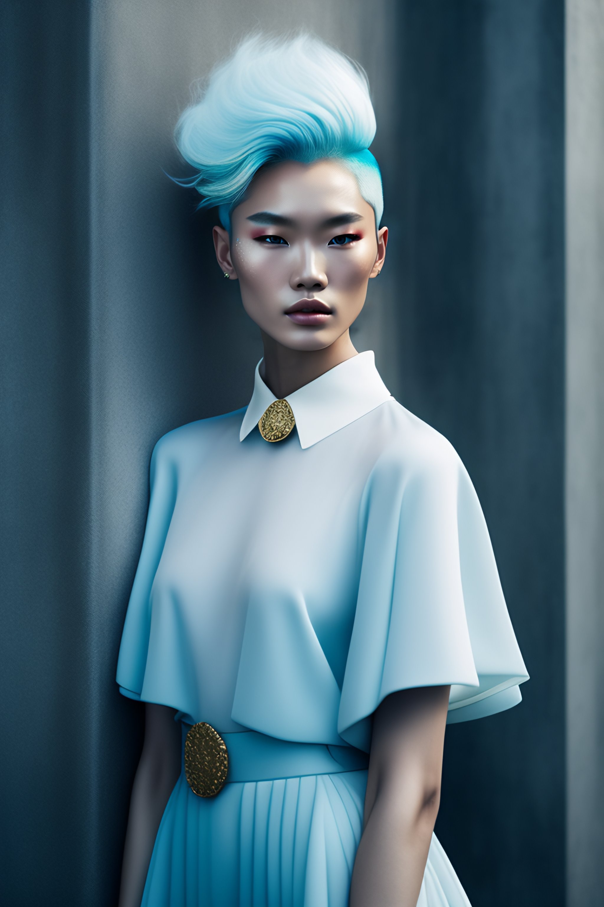 Lexica - Portrait of haute couture beautiful albino asian fashion model ...