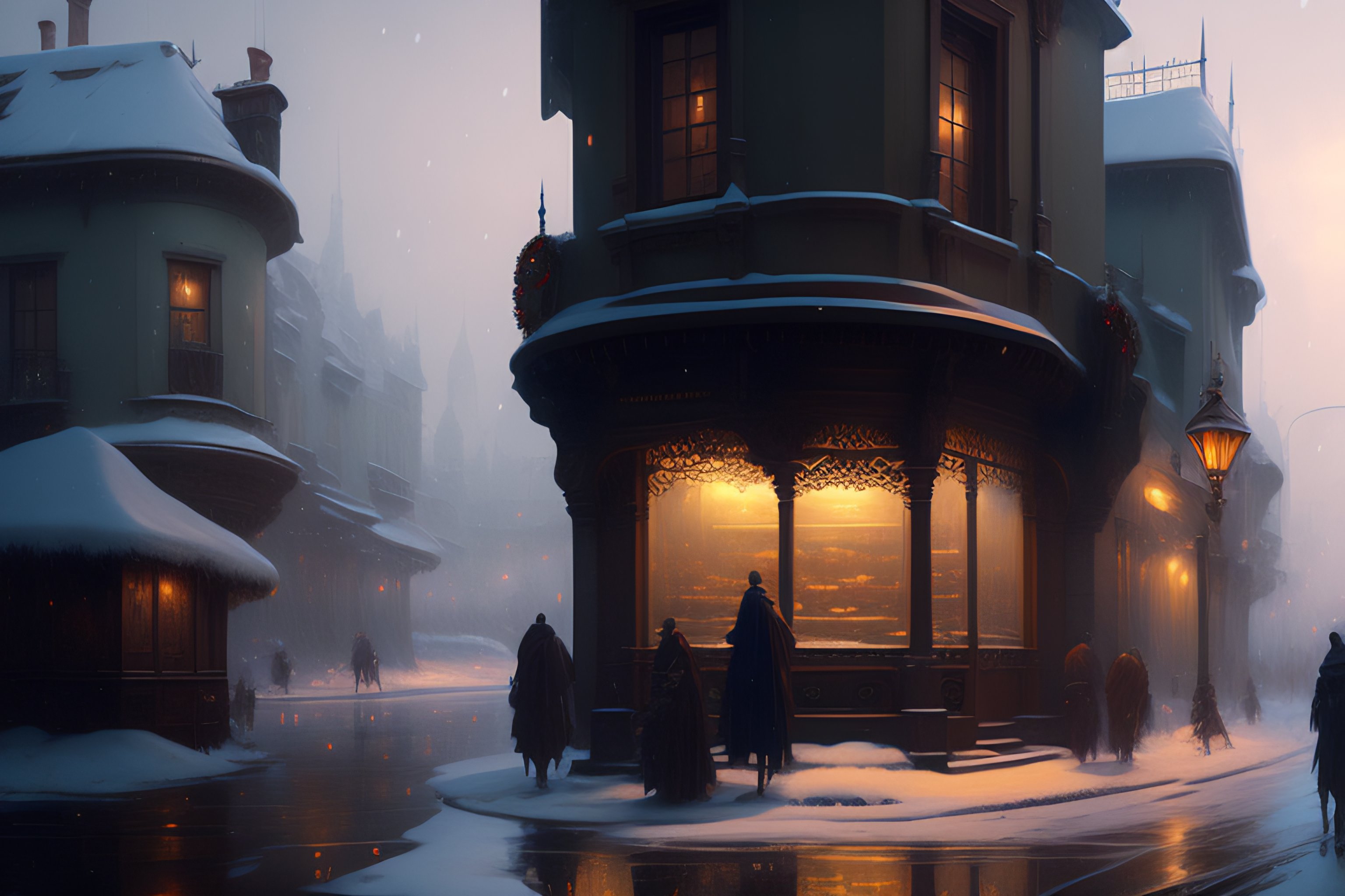 Lexica - An ultra detailed oil desaturated painting of thetown of galic ...