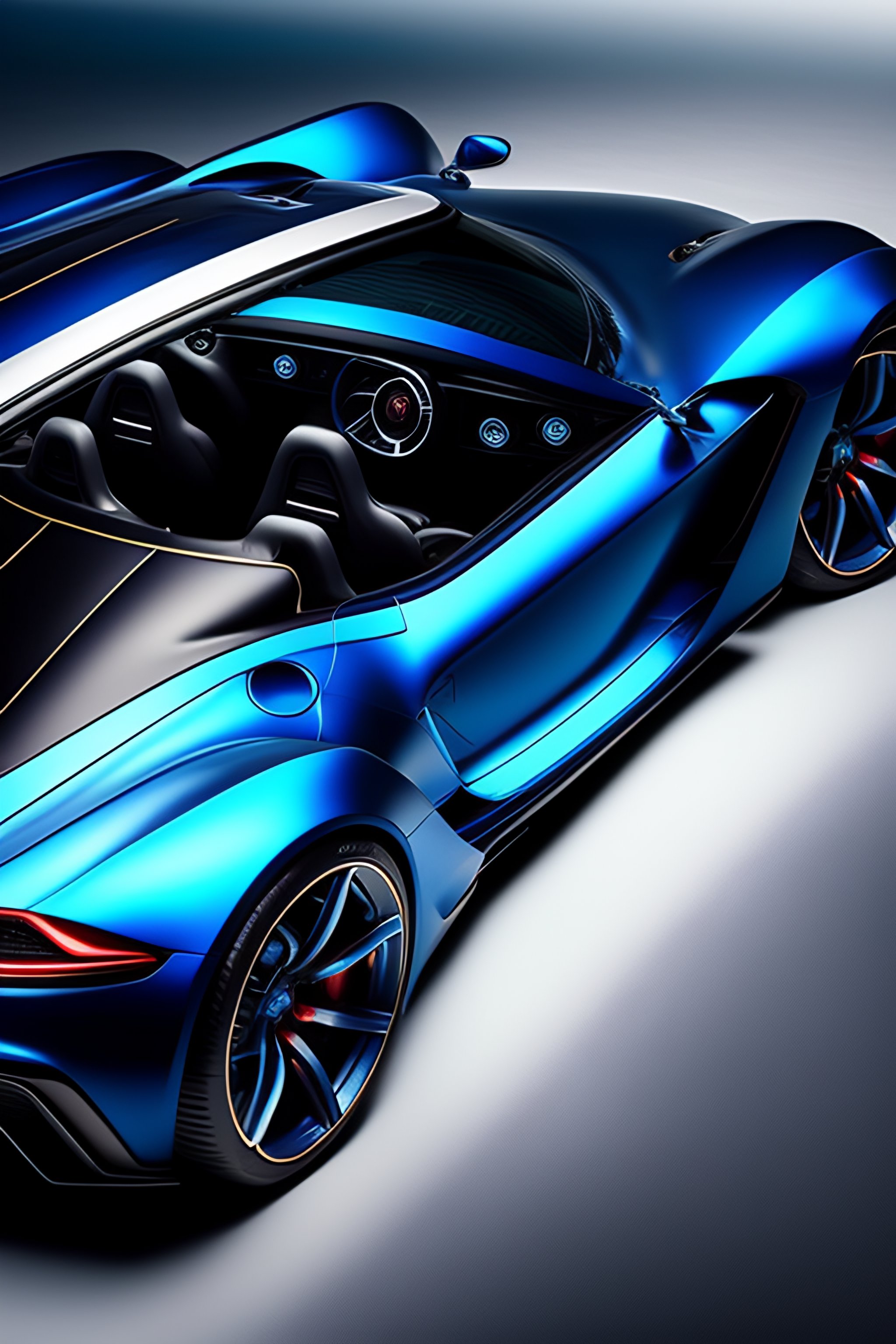 Lexica - A blue exotic sports car, gull wing doors