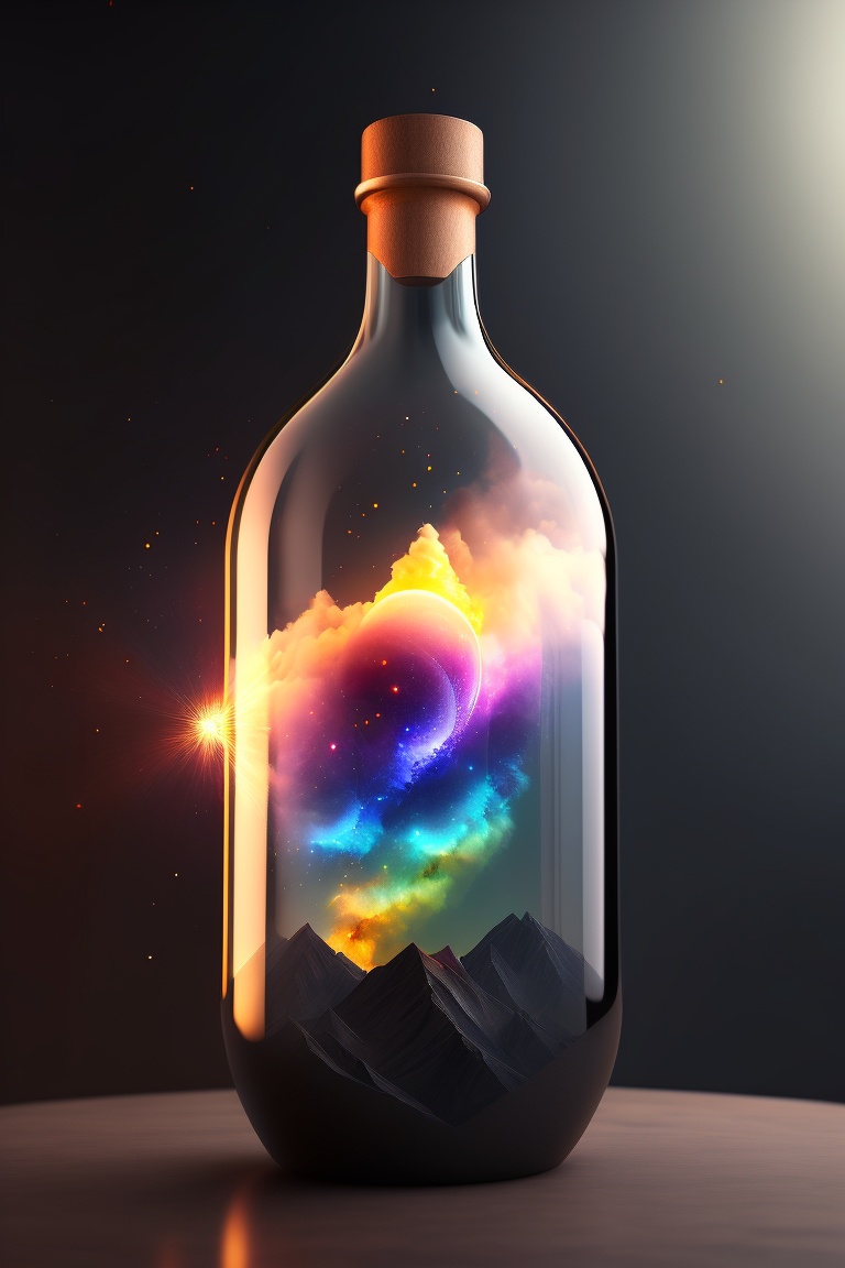 Lexica - Exploding nebula inside a glass bottle, unreal engine render