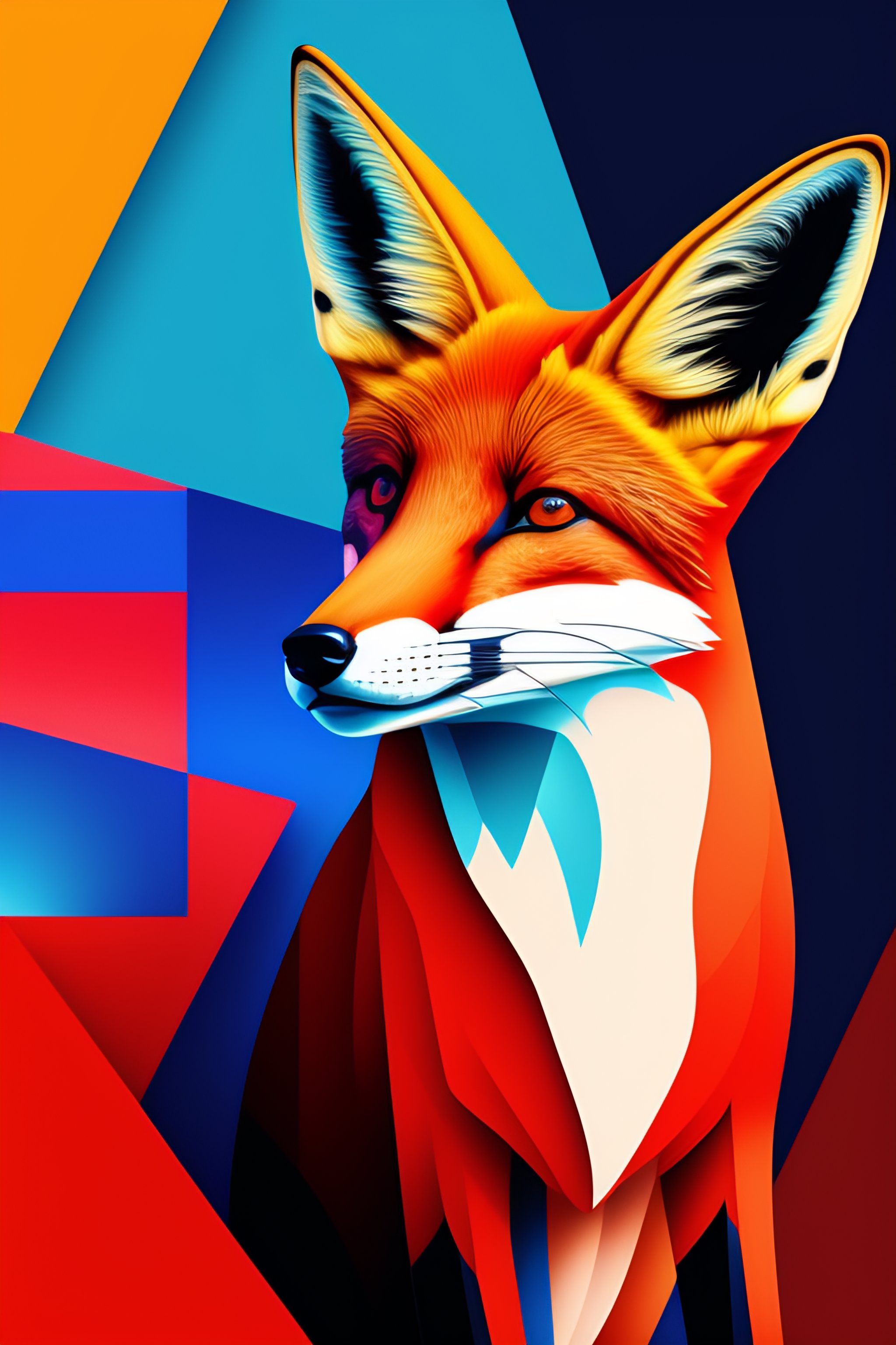 Lexica - Portrait of a fox, splash colours, complementary colours ...