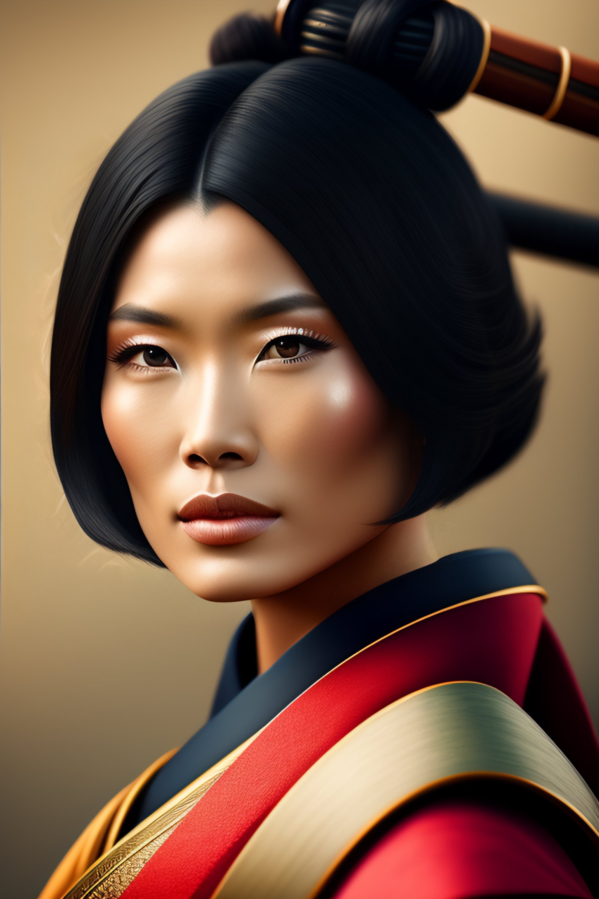 Lexica - 1080p female samurai, bob haircut, katana