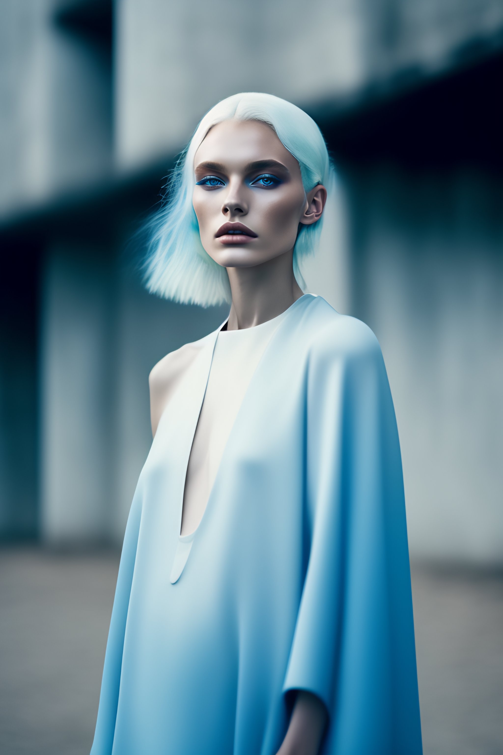 Lexica - Portrait of haute couture beautiful albino fashion model with ...