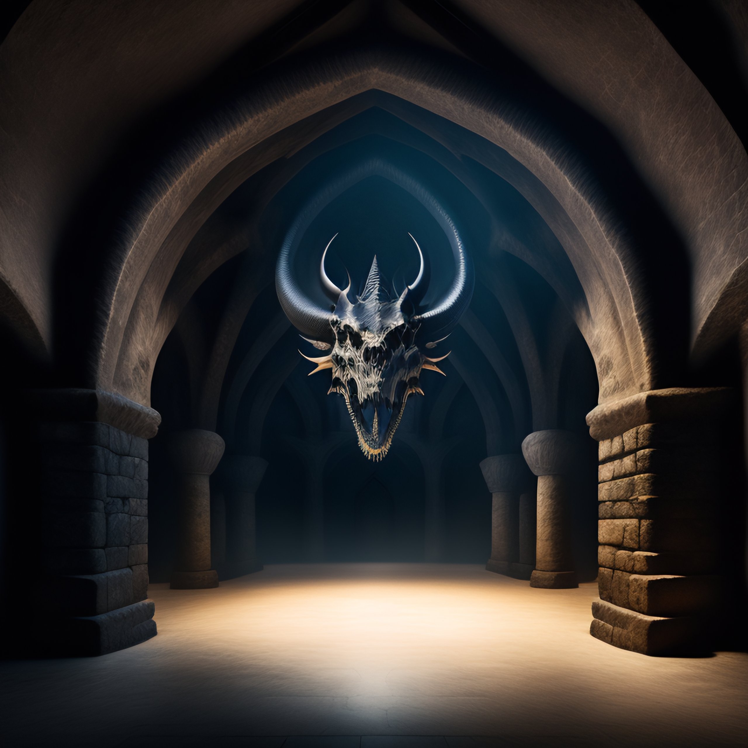 Lexica - Dark fantasy panoramic view of gothic stone medieval dungeon ...