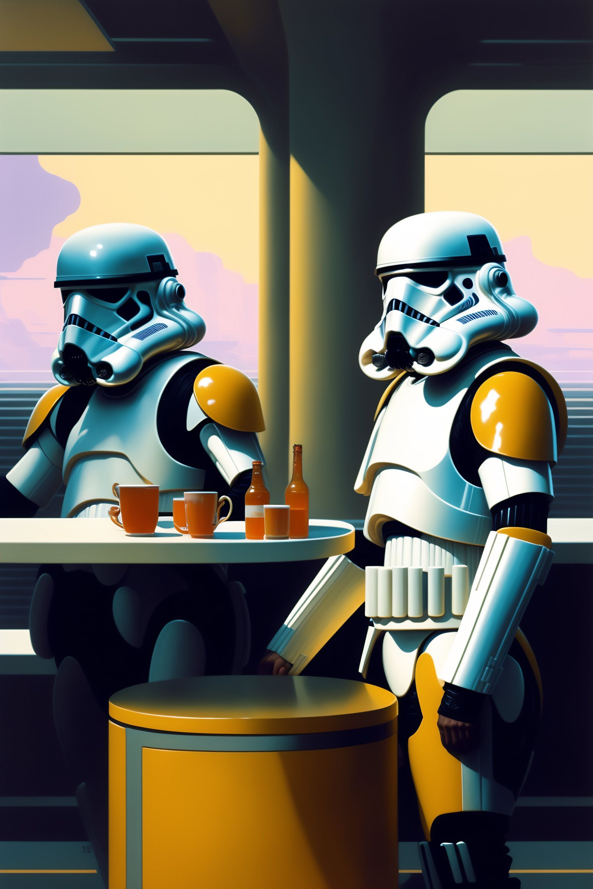 Lexica - "Stormtrooper Break Room" by Syd Mead, cold color palette ...