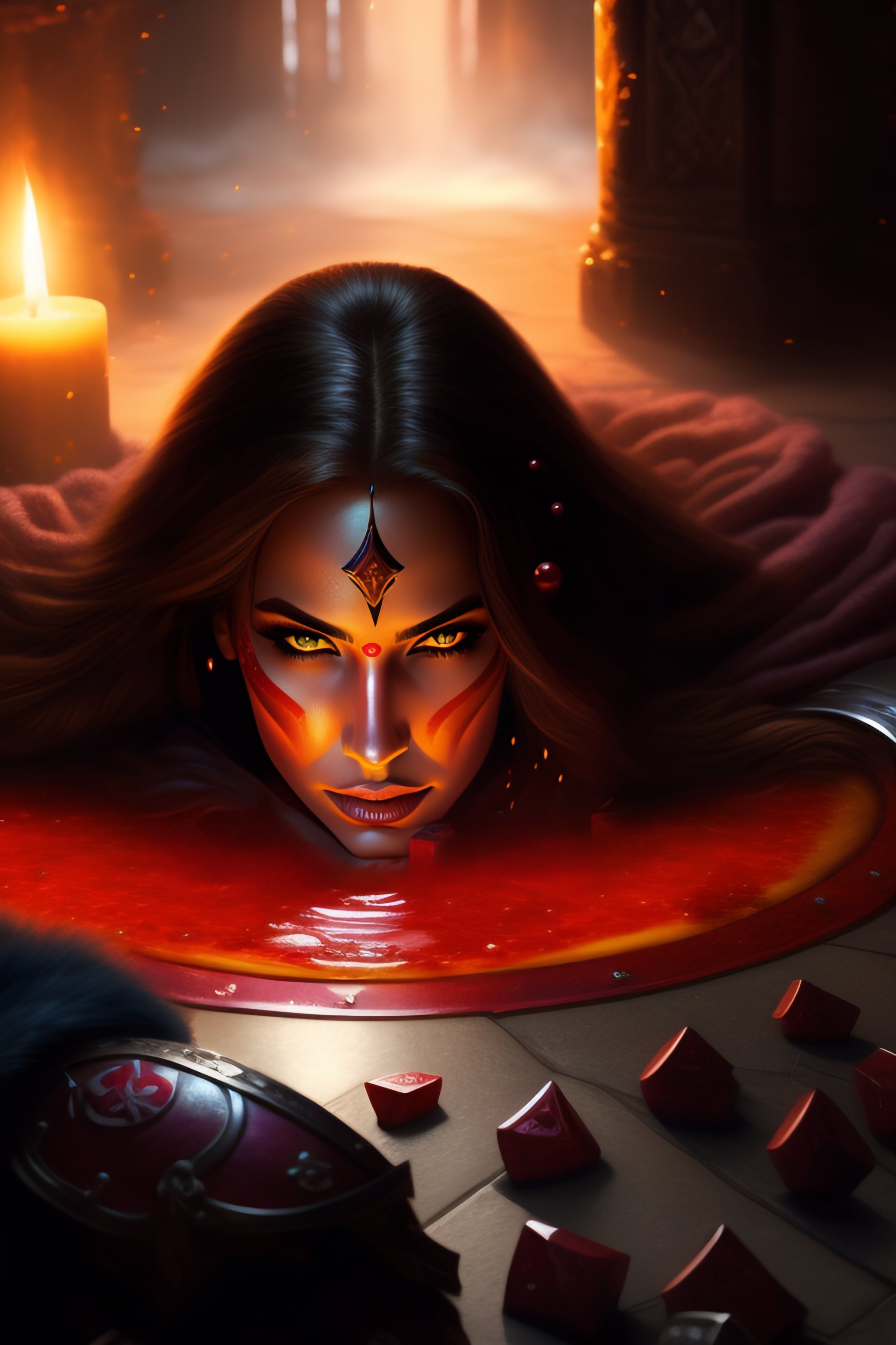 Lexica - Dead D&D female paladin on the floor in a Blood-pool