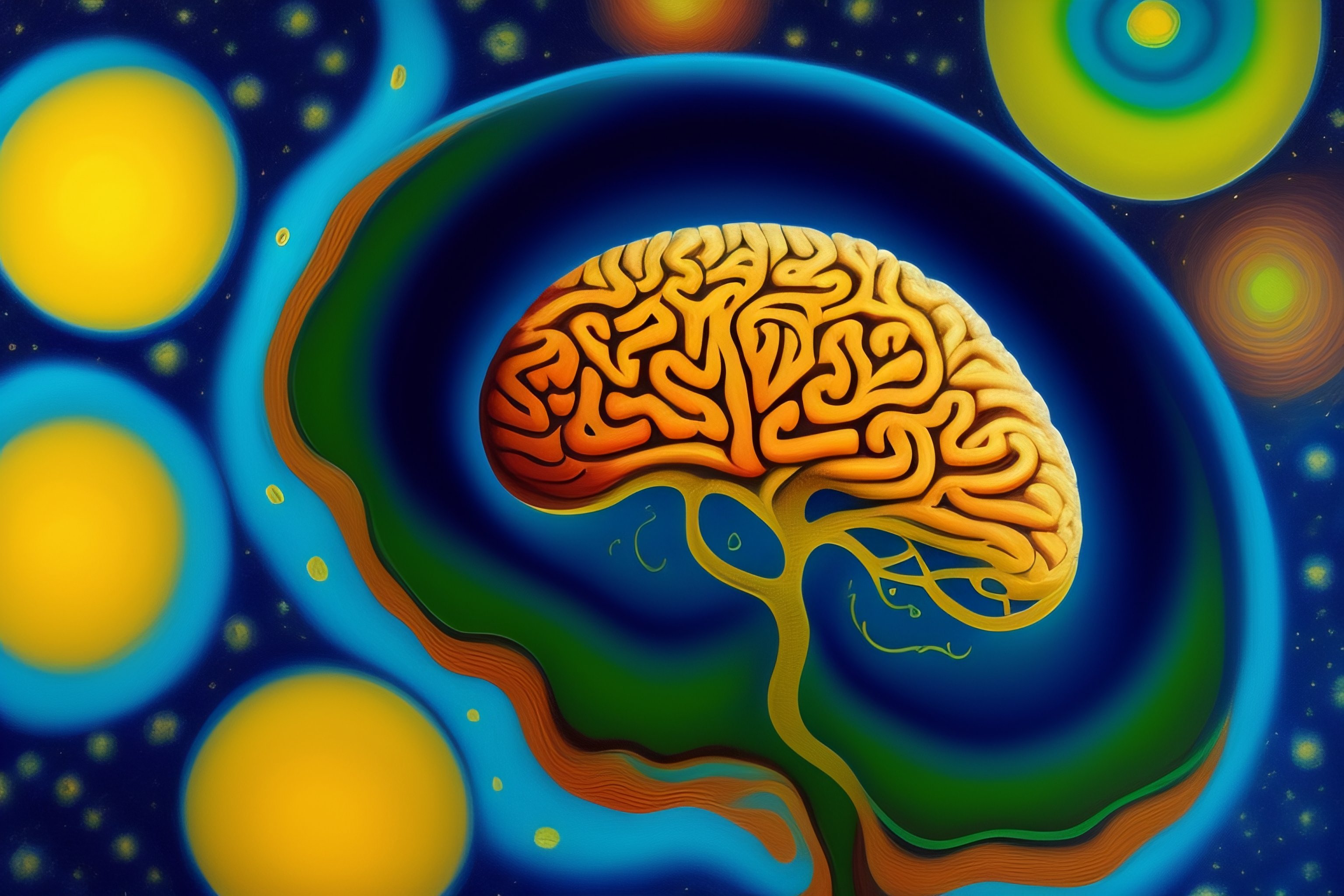 Lexica - Vann gogh style paint of a brain with tentacules