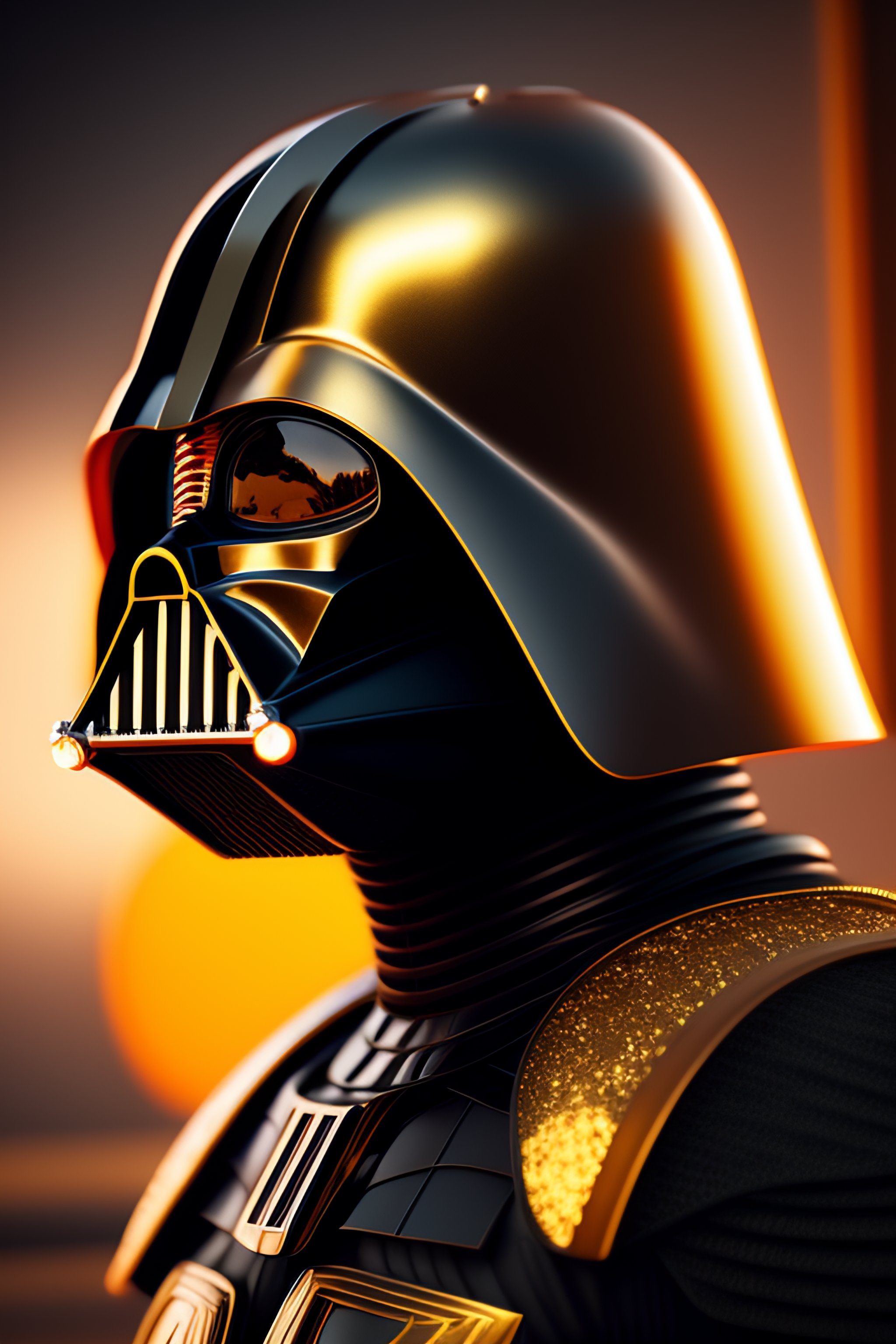 Lexica - Mix darth vader and robocop, in gold, black, orange and gray ...