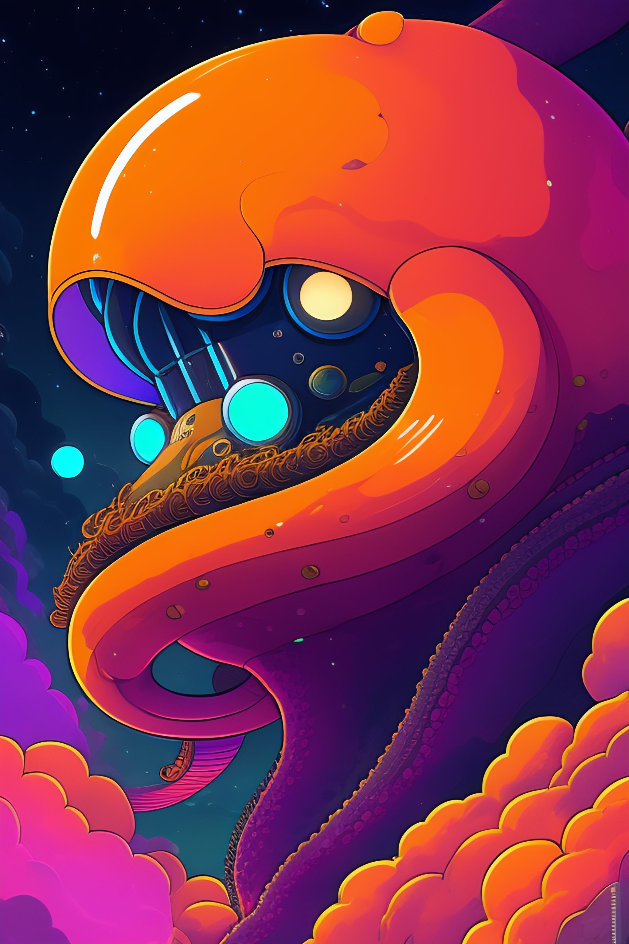 Lexica - Photo of a octopus monster in the space, style of laurie ...