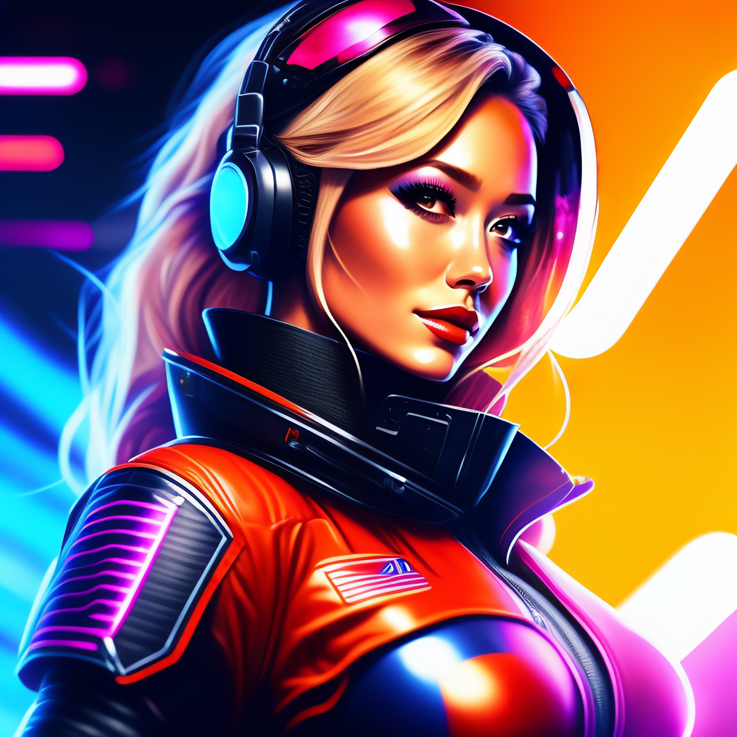 Lexica - Hillary Duff as spacefighter cyborg ,style of Jason Brooks ...