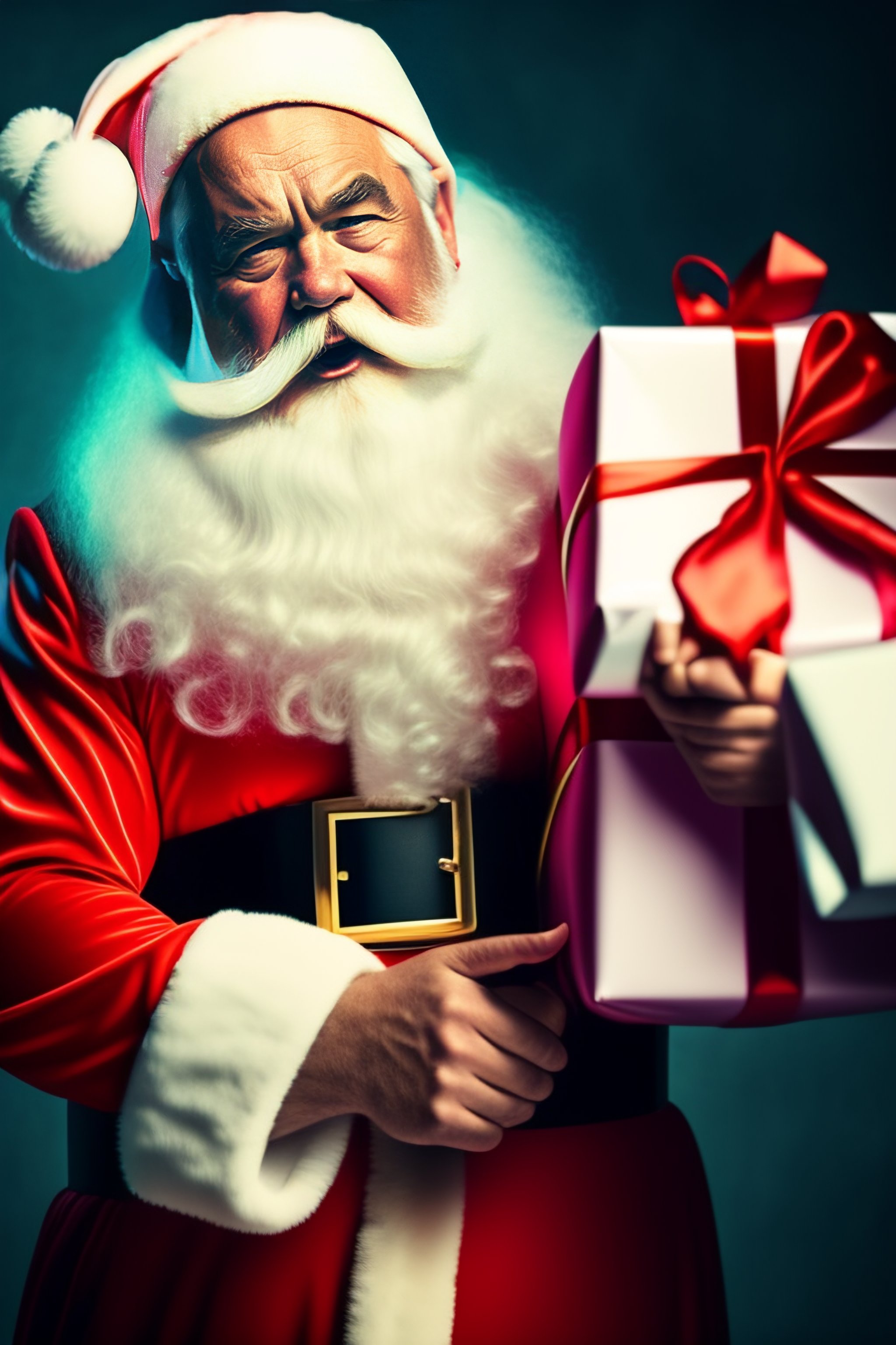 Lexica - Evil Santa breaking gifts for crying children