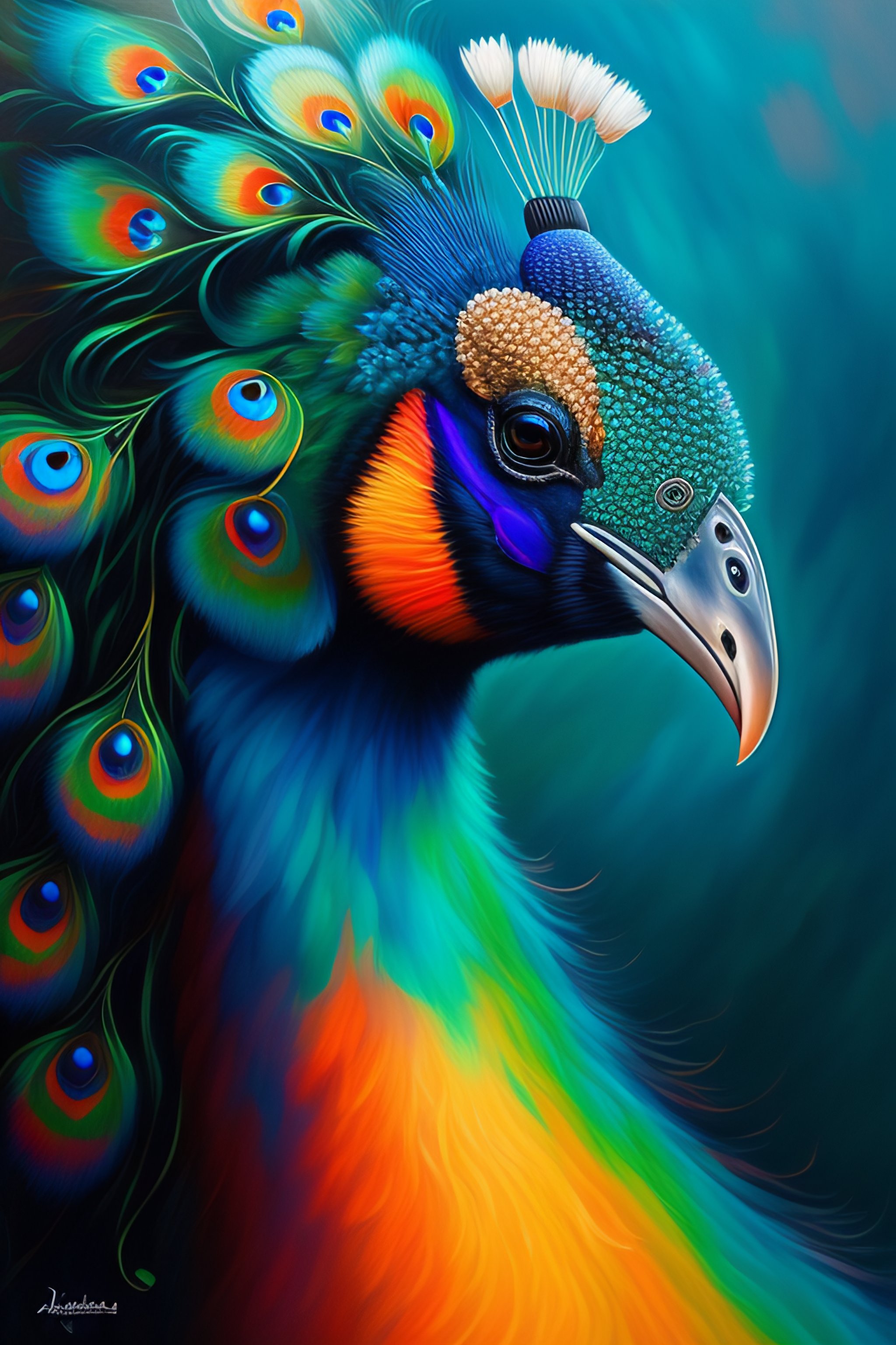 Lexica - Peacock full color painting