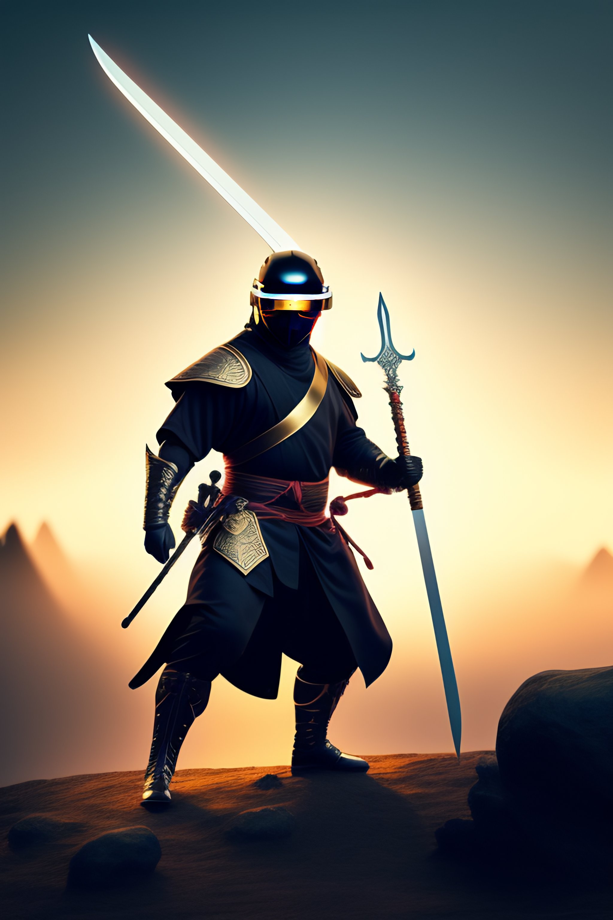 Lexica - A ninja with a vr headset and a sword