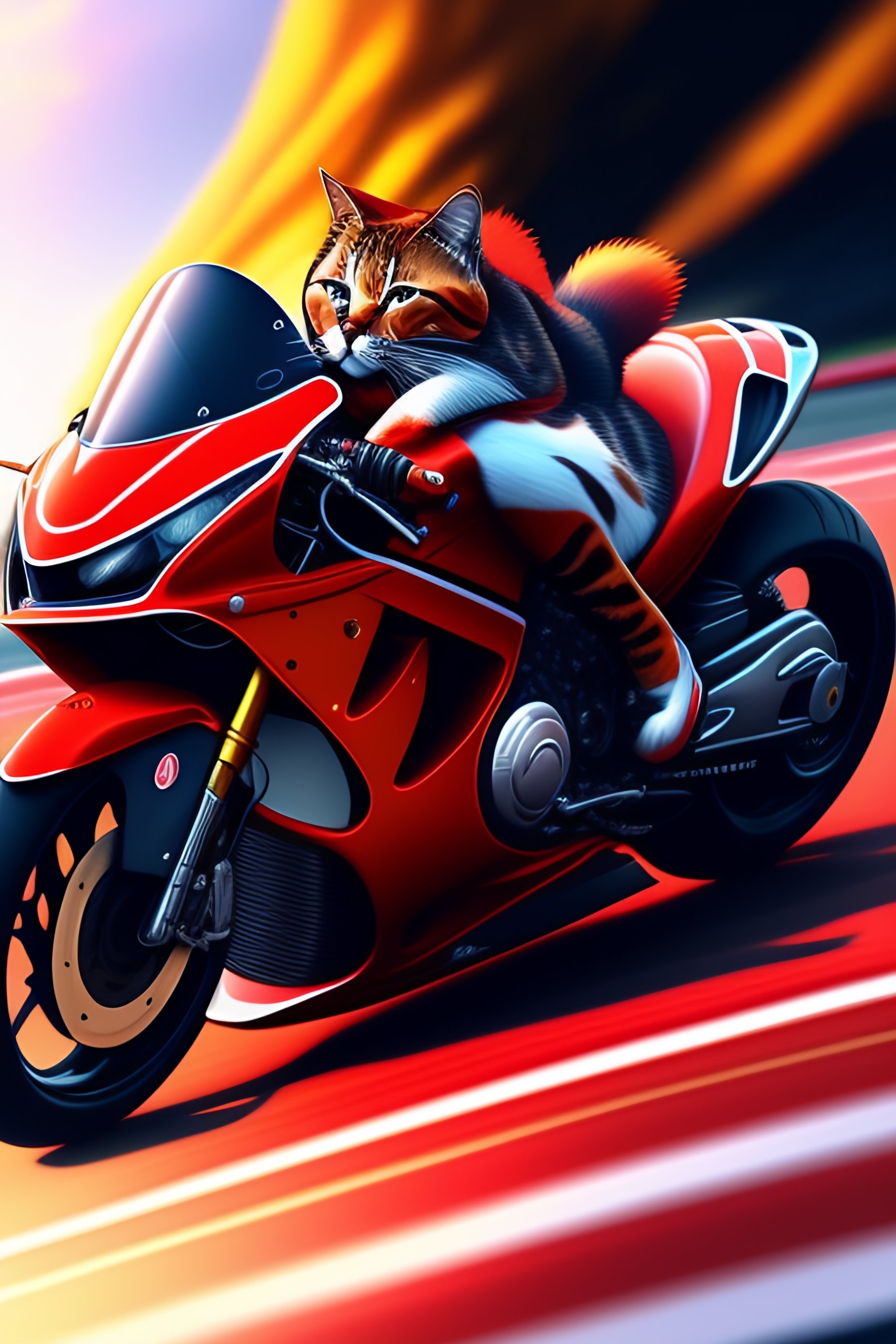 Lexica - Cat driving akira motorbike drifting in anime style