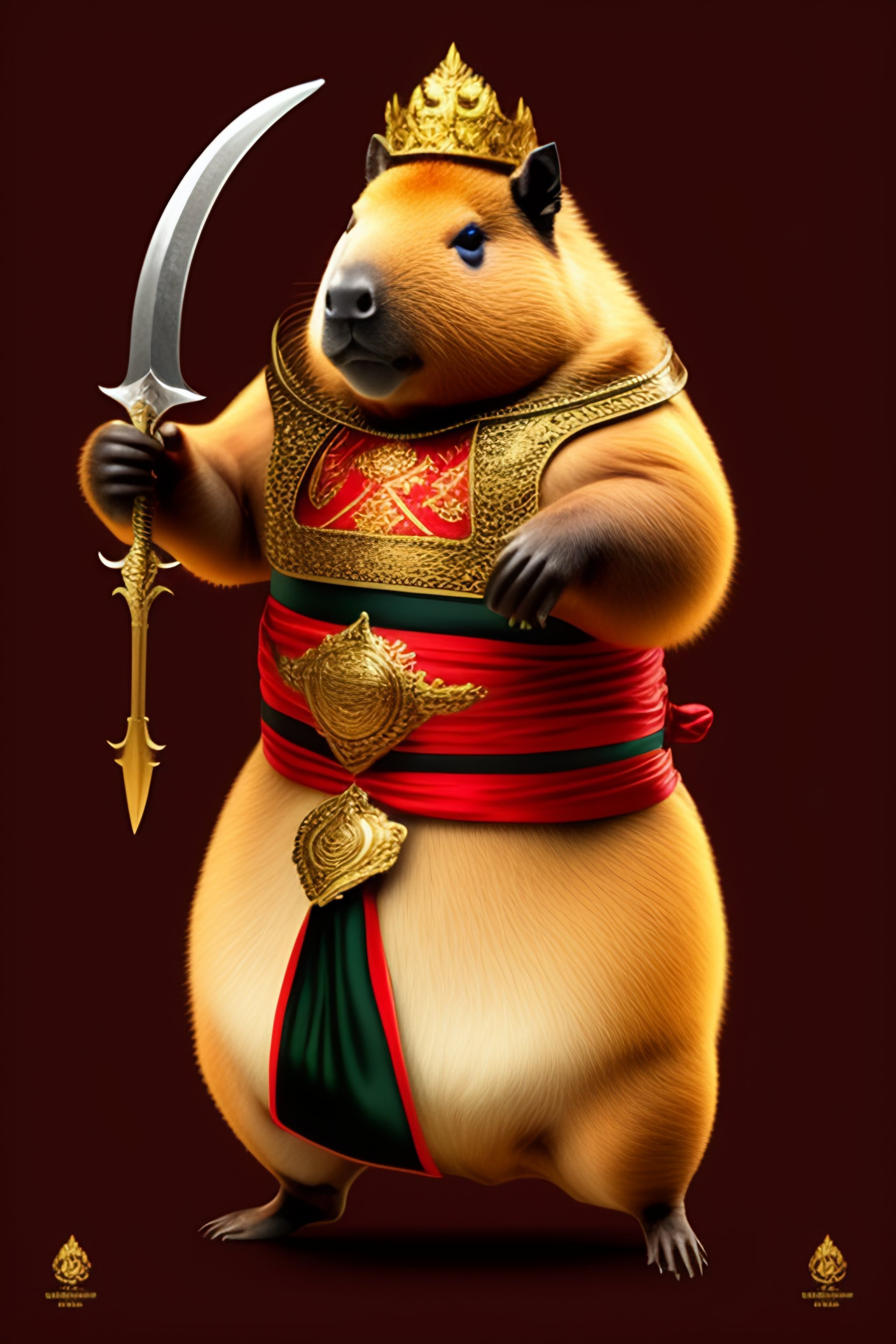 Lexica - Capybara dress of king raising a sword in a dark soul , 2d ...