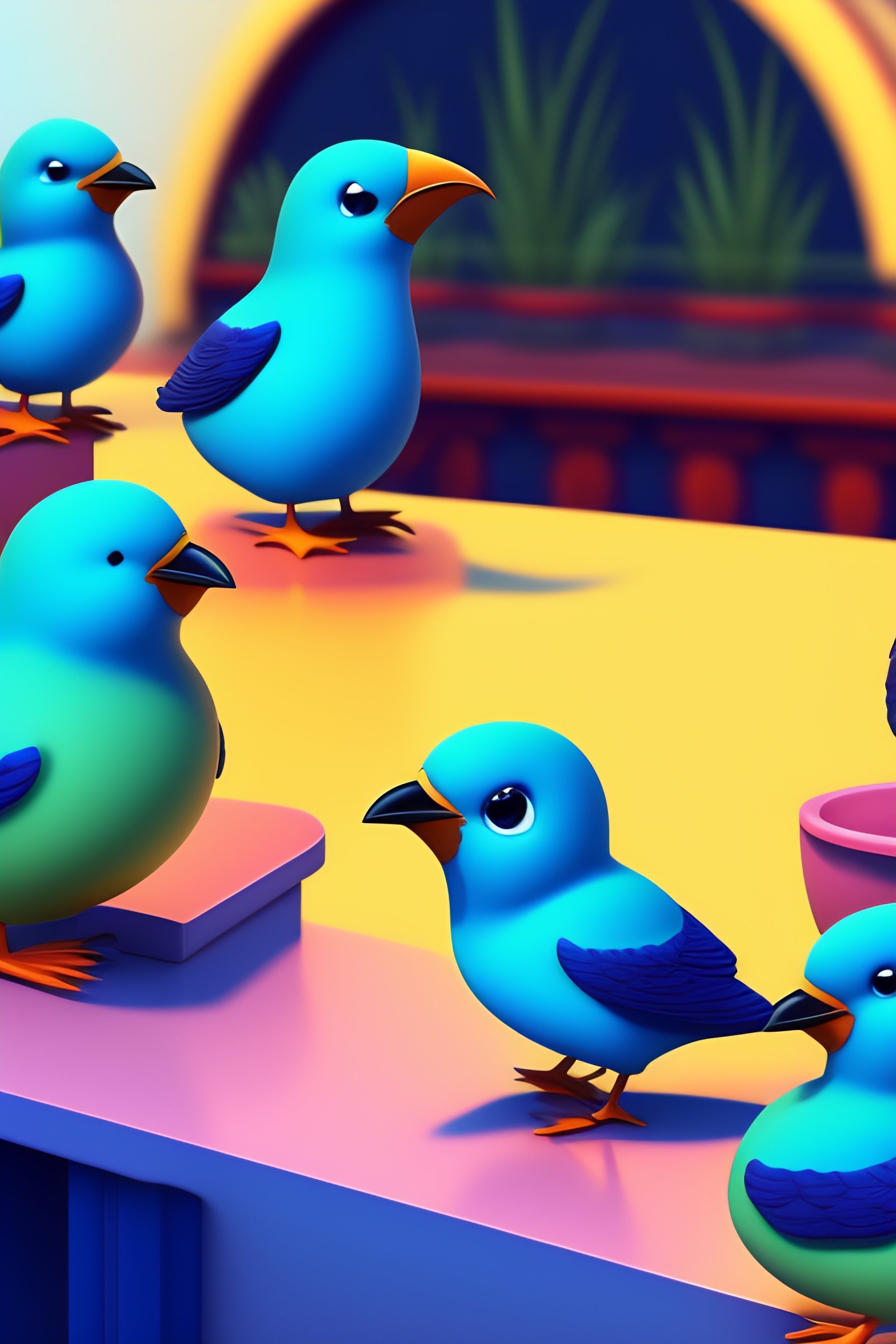 Lexica - Image of twitter bird as a cartoon talking with other twitter ...