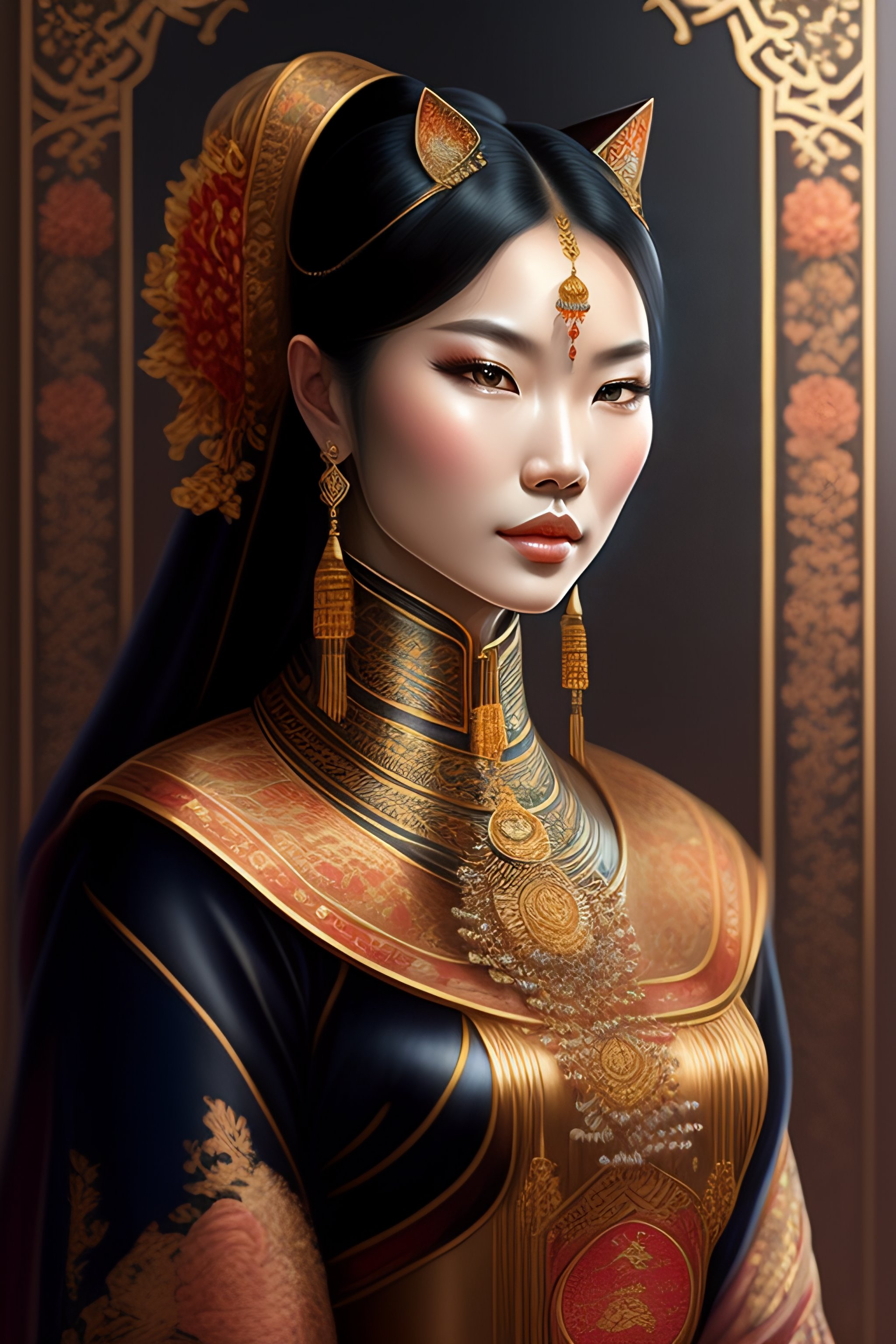 Lexica - Portrait of siames cat, machine face, upper body, decorated ...