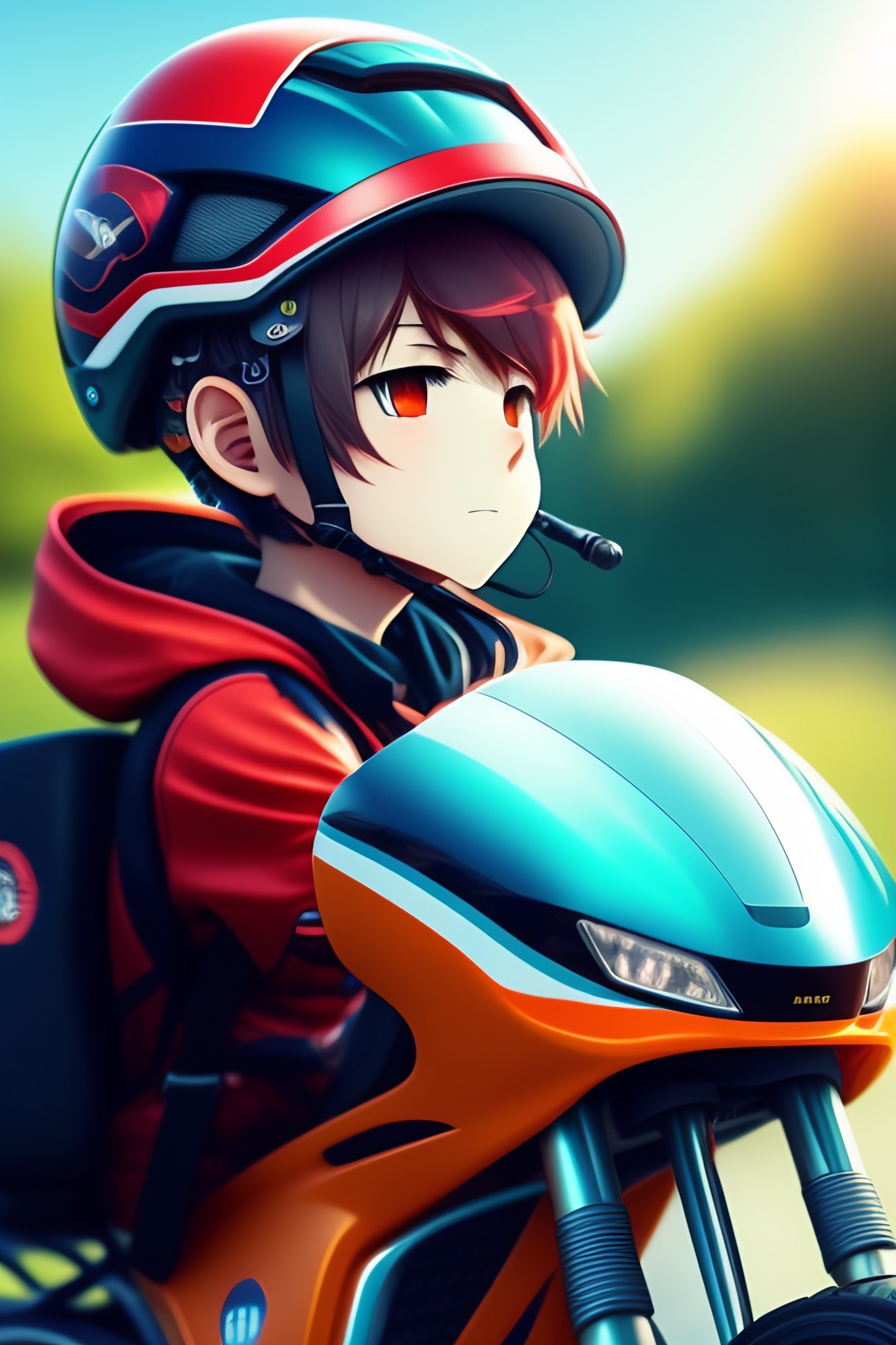 Lexica - Anime boy wearing small heaphones and driving bycicle