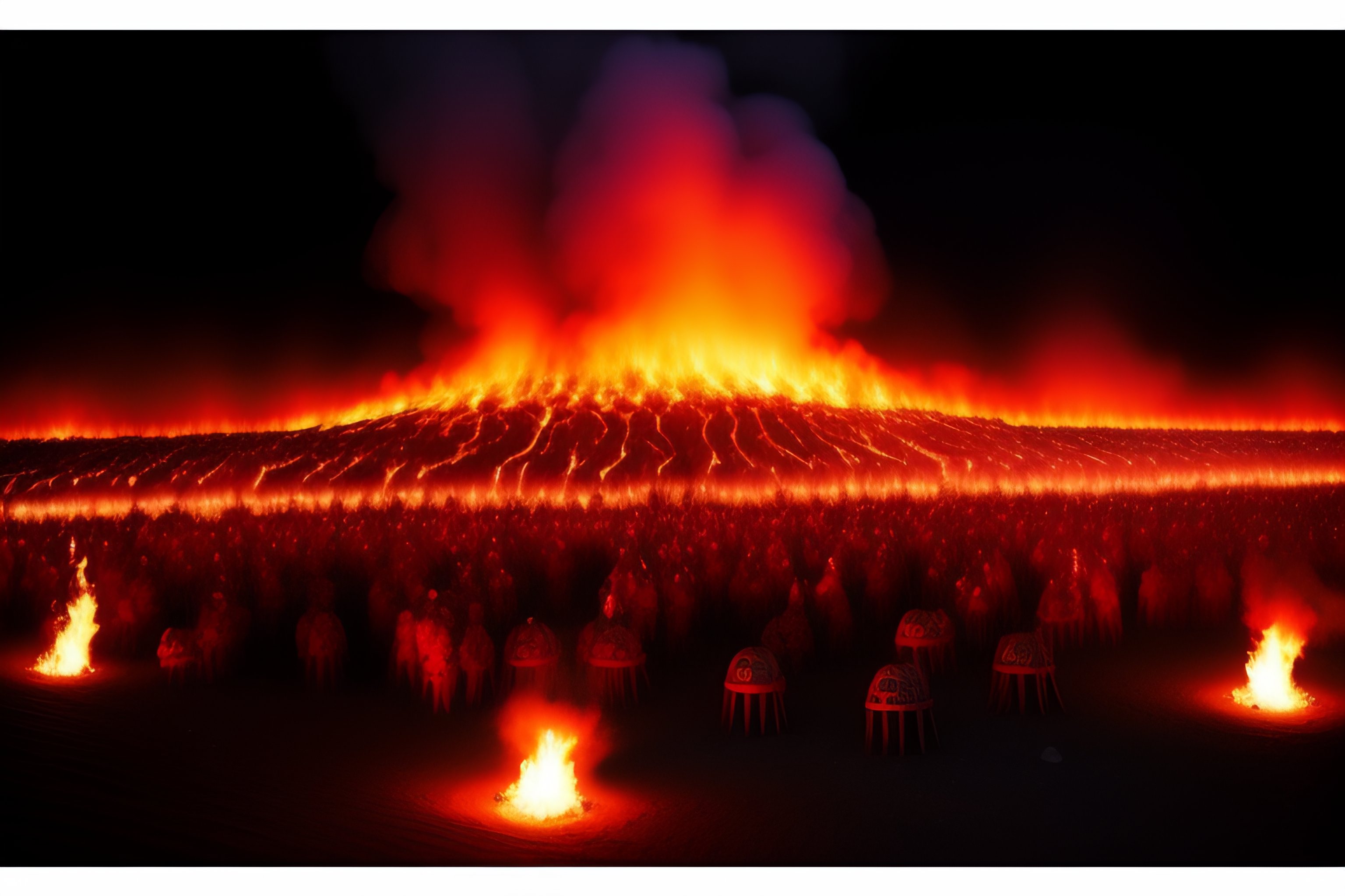 Lexica - Satan in hell with his army of skeletons of fire in hell