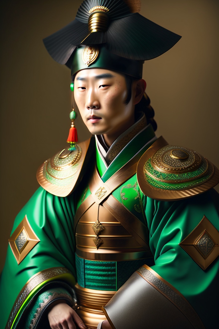 Lexica - Realism + a samurai in green armor + studio photography style ...