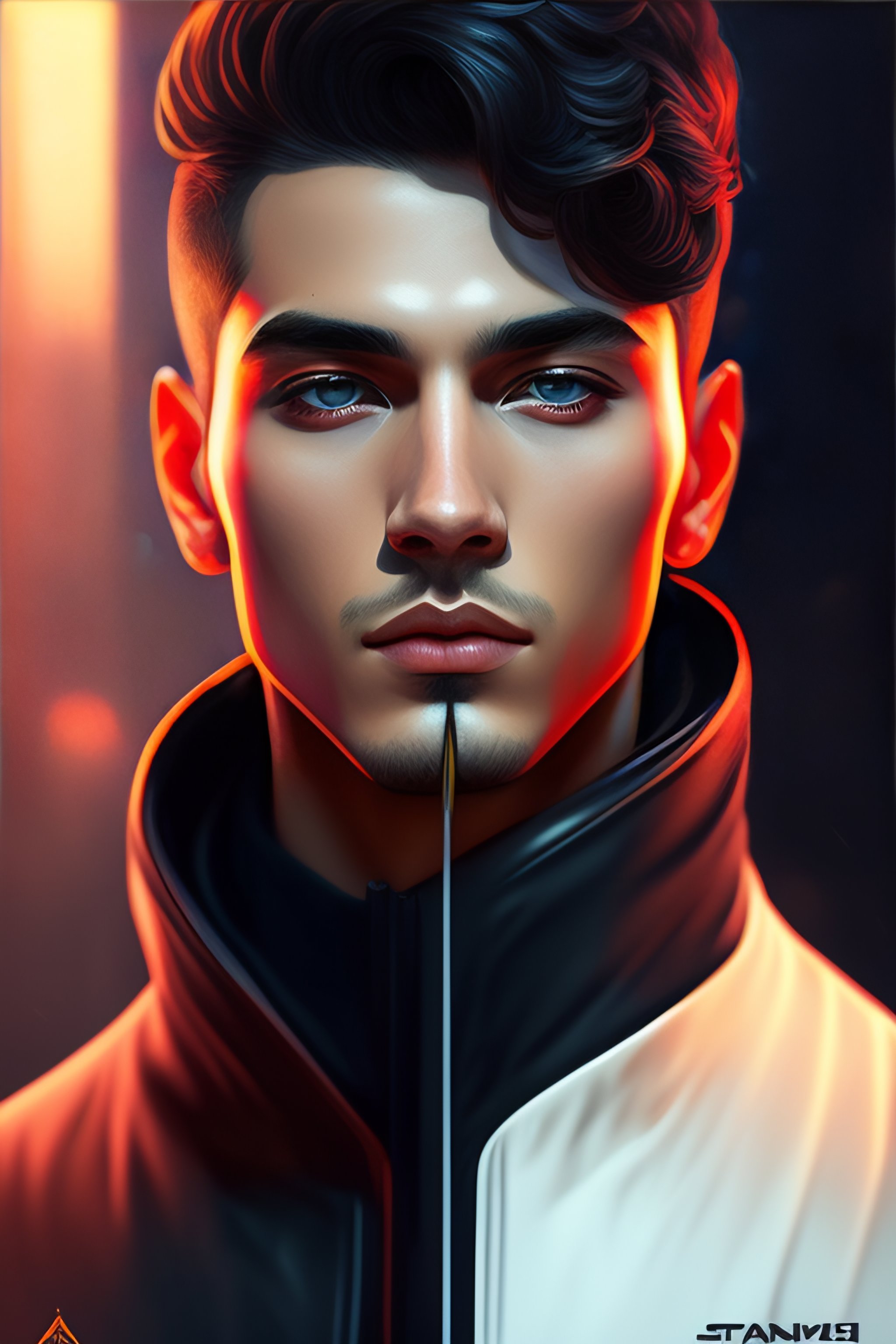 Lexica - Symmetry of young man starutp founder, background a shadow of ...