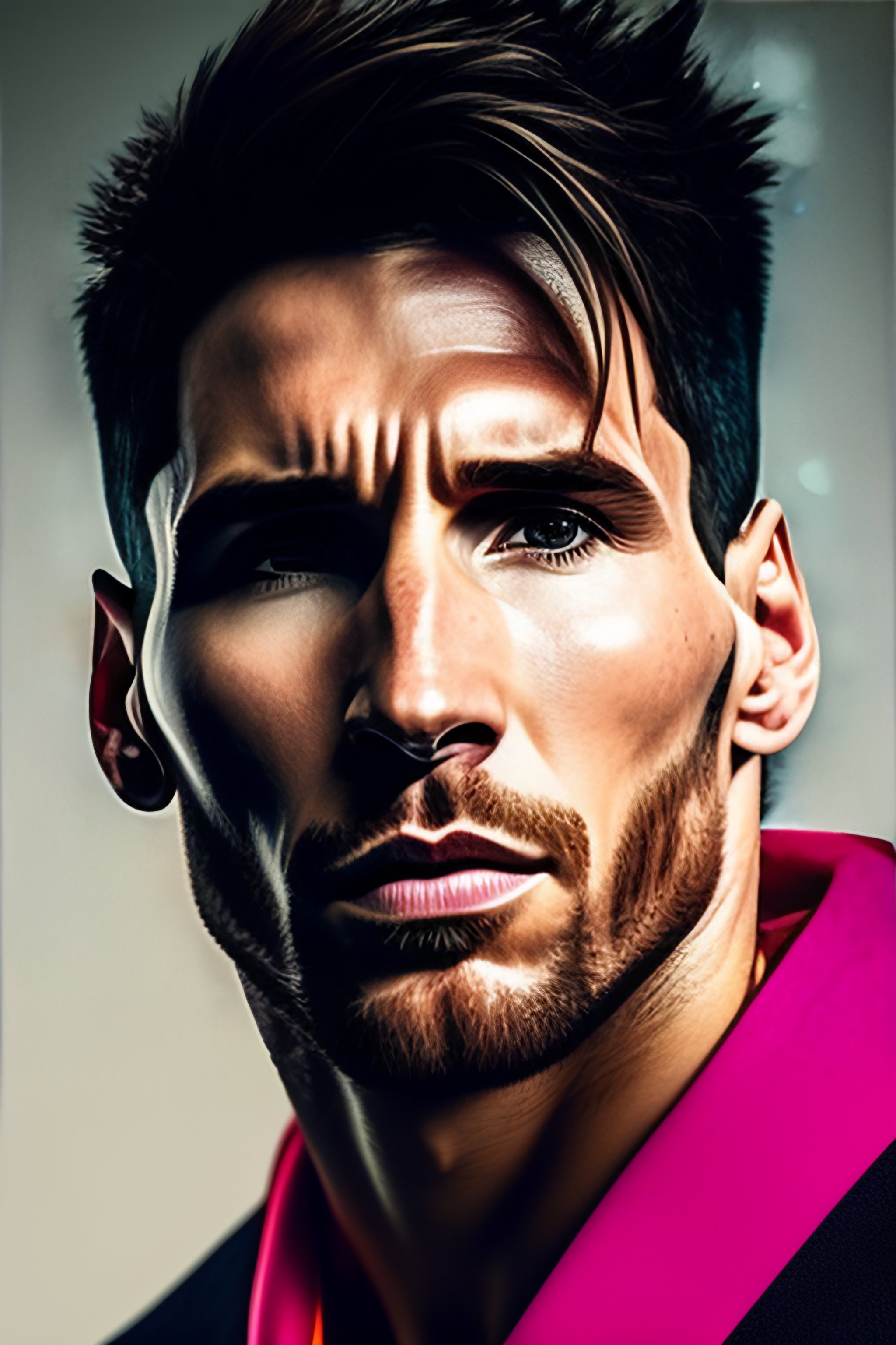 Lexica - A photo close-up of Lionel Messi, fashion editorial, studio ...