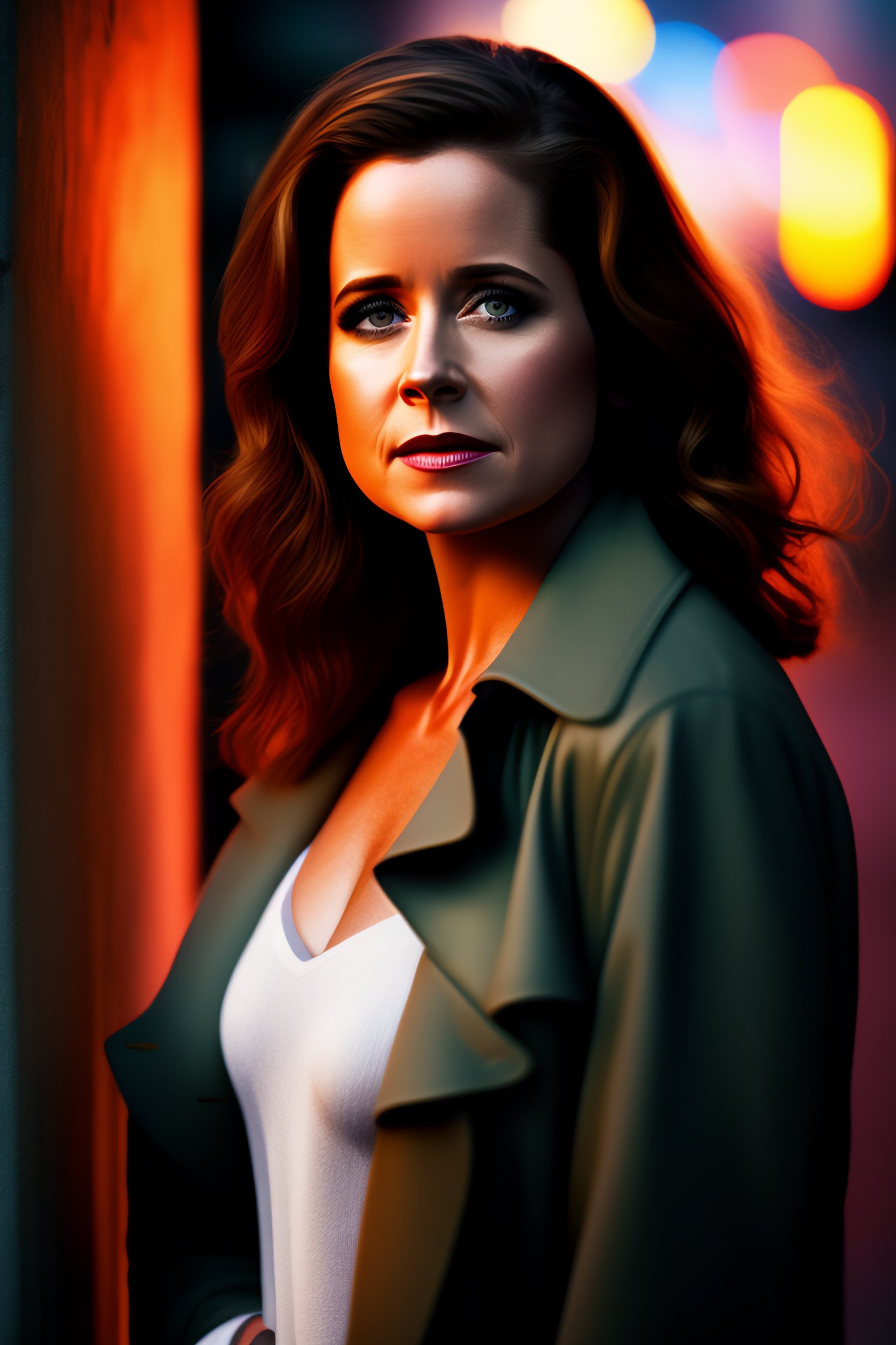 Lexica - Brunette Jenna Fischer is leaning back against the Berlin wall ...