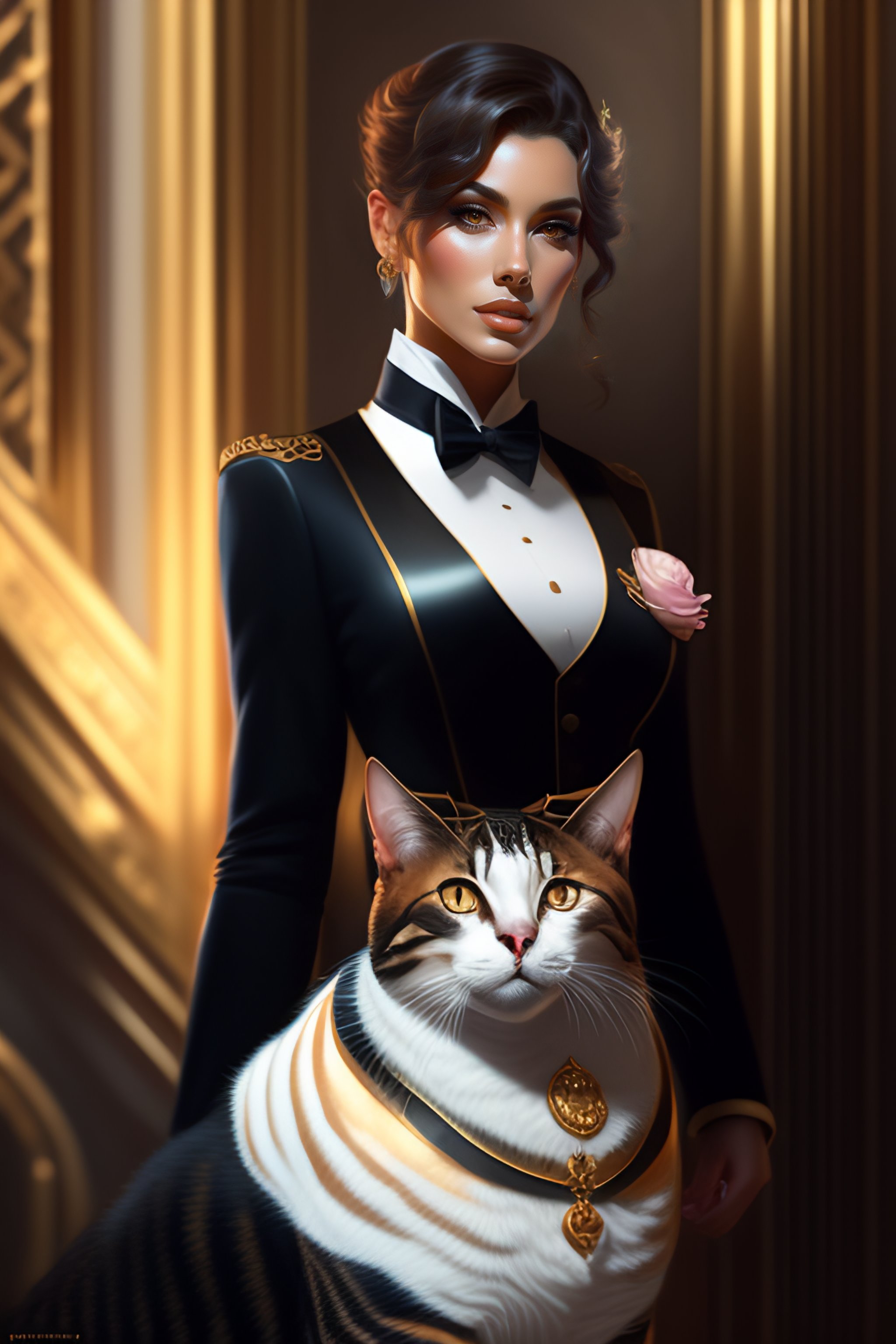 Lexica - A female Tabby Cat in tuxedo, highly detailed, digital ...