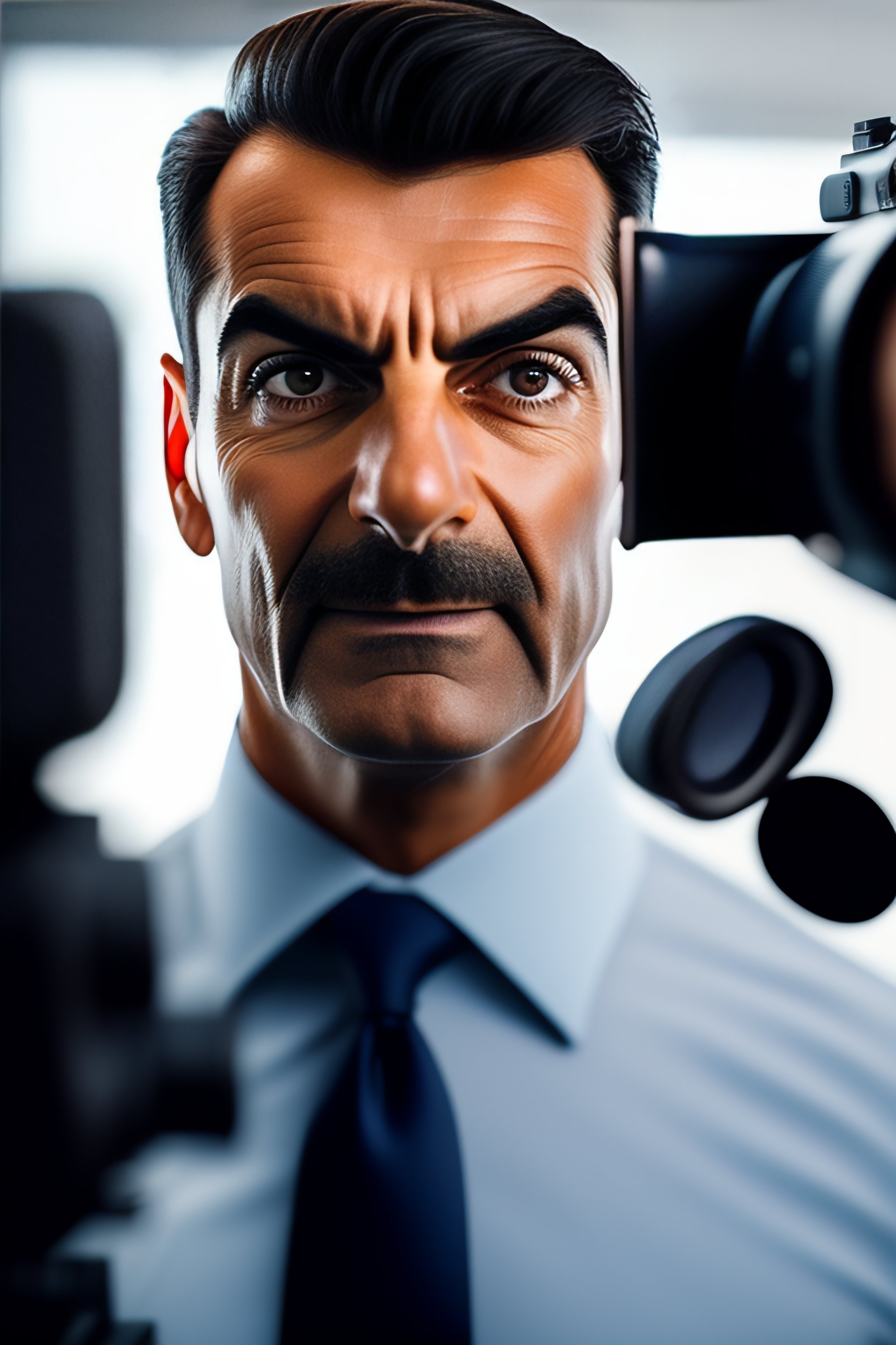 Lexica - Create an image of a cameraman standing behind a video camera ...