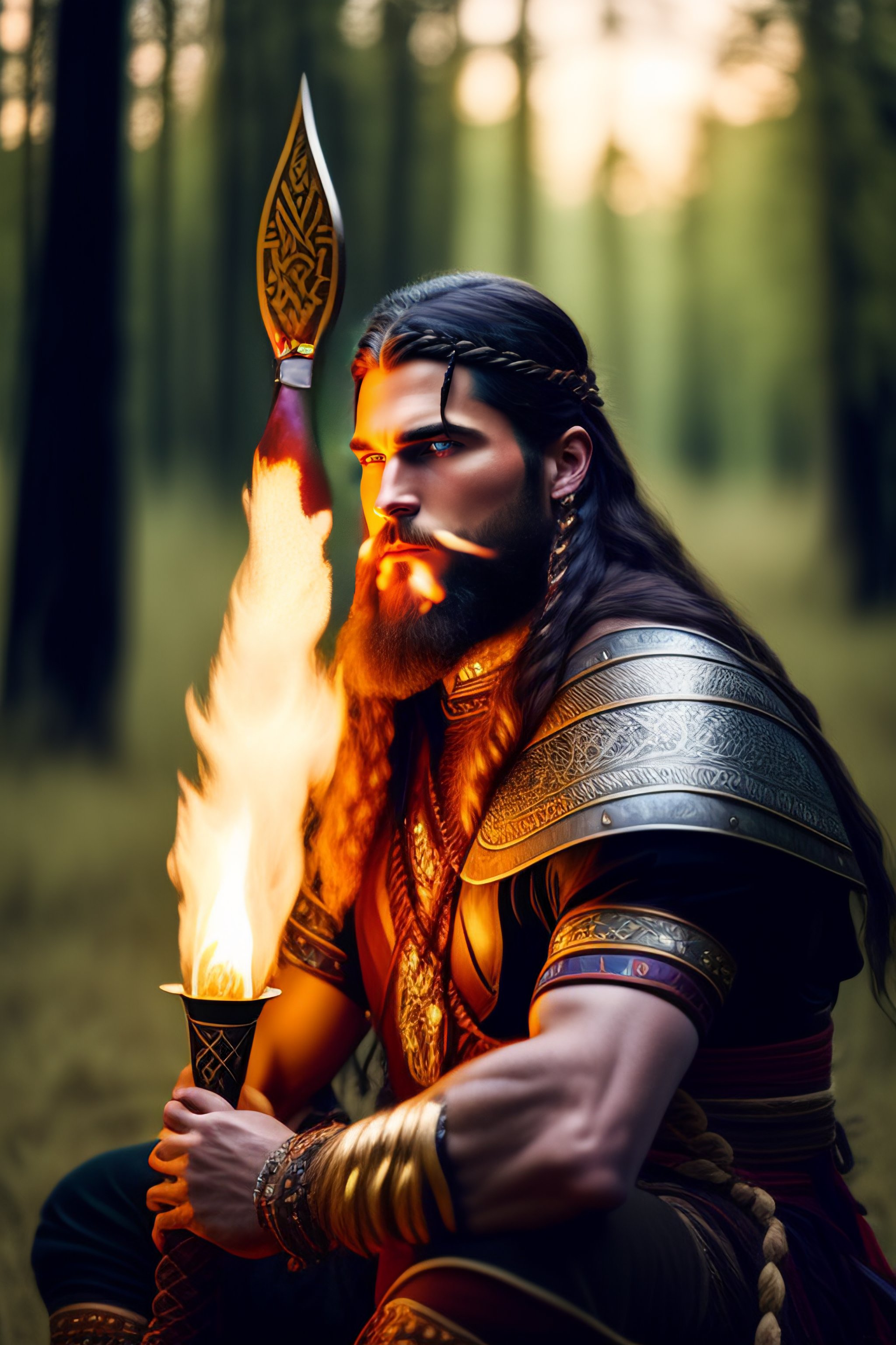 Lexica - Masculine viking warrior male sitting around the campfire ...