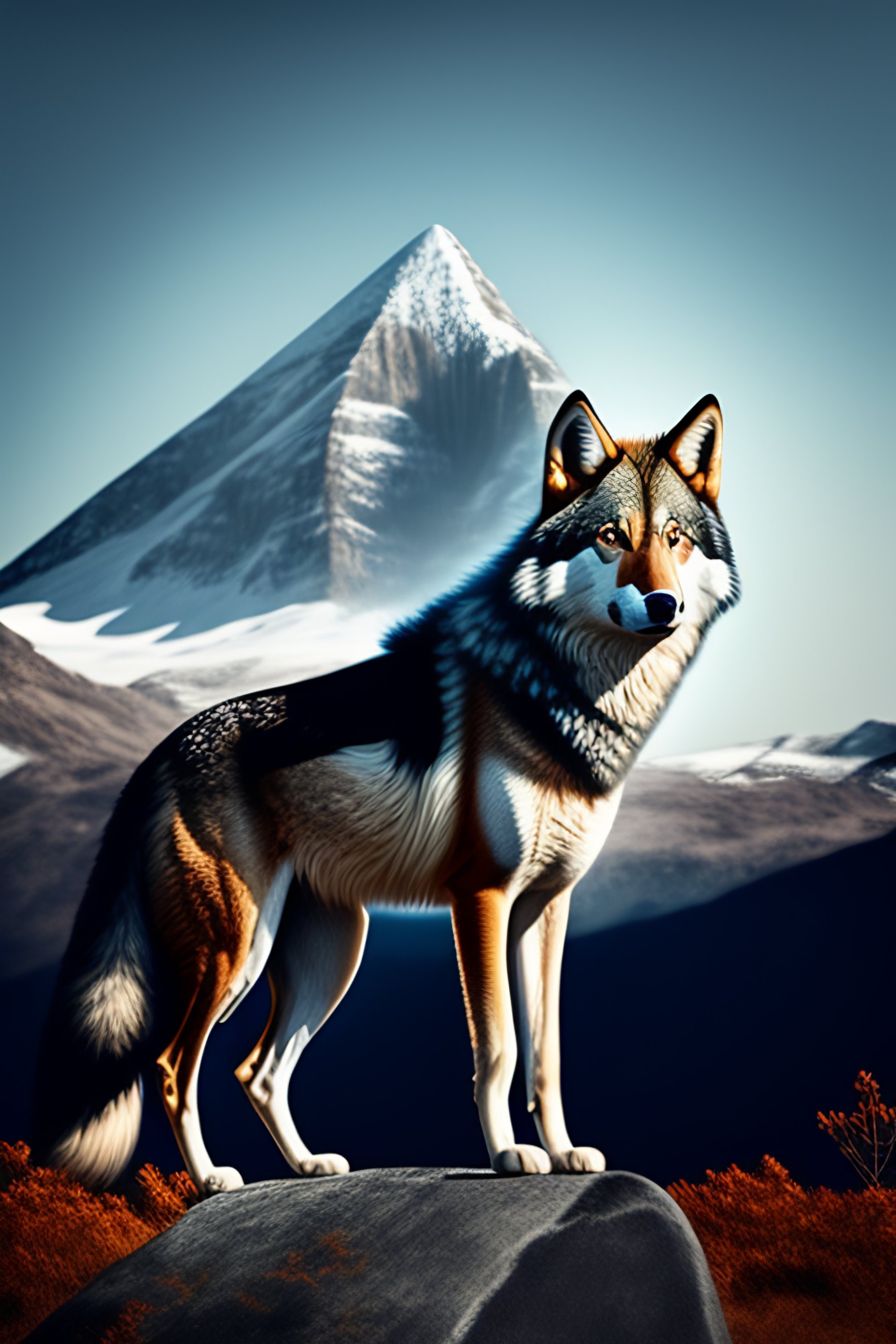 Lexica - Mountain, sky, wolf