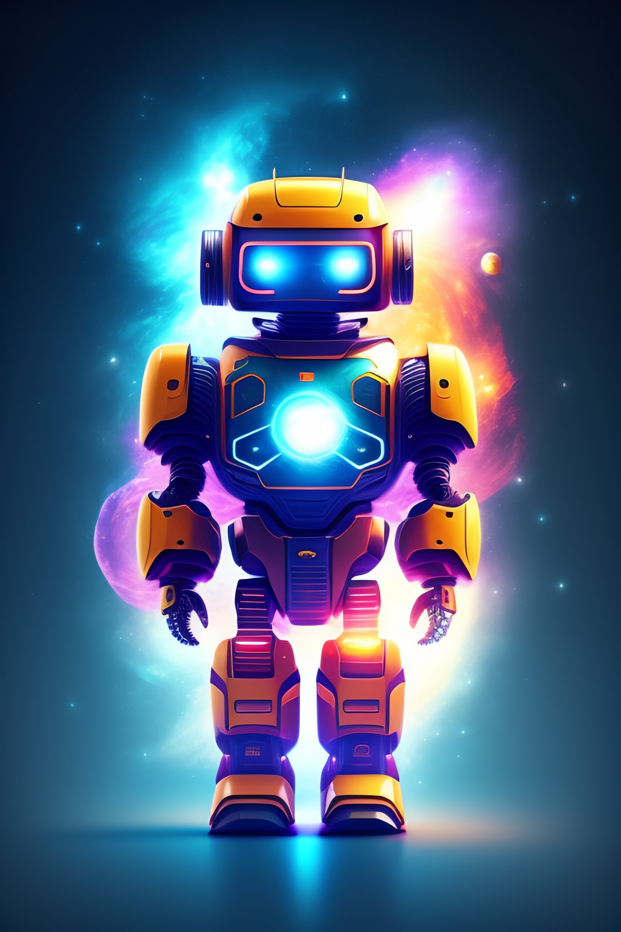 Lexica - A mascot robot, modern robot, cartoon, flying, super hero pose ...